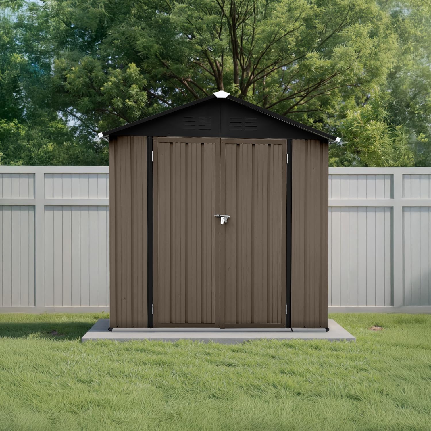 6' x 4' Outdoor Storage Shed, Sturdy Metal Building w/Lockable Doors ...