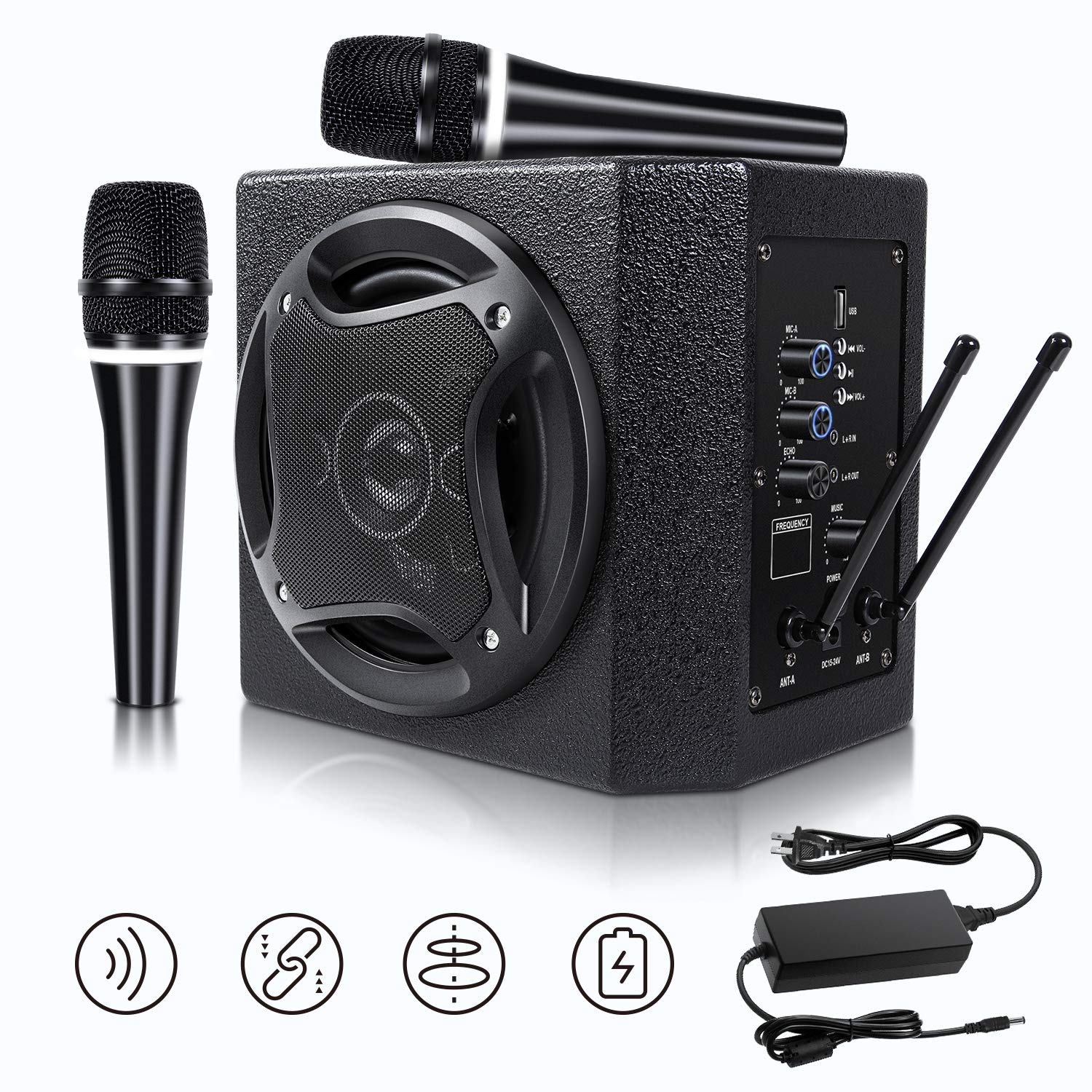 TONOR PA System Karaoke Machine with 50W Bluetooth Powered Speaker ...