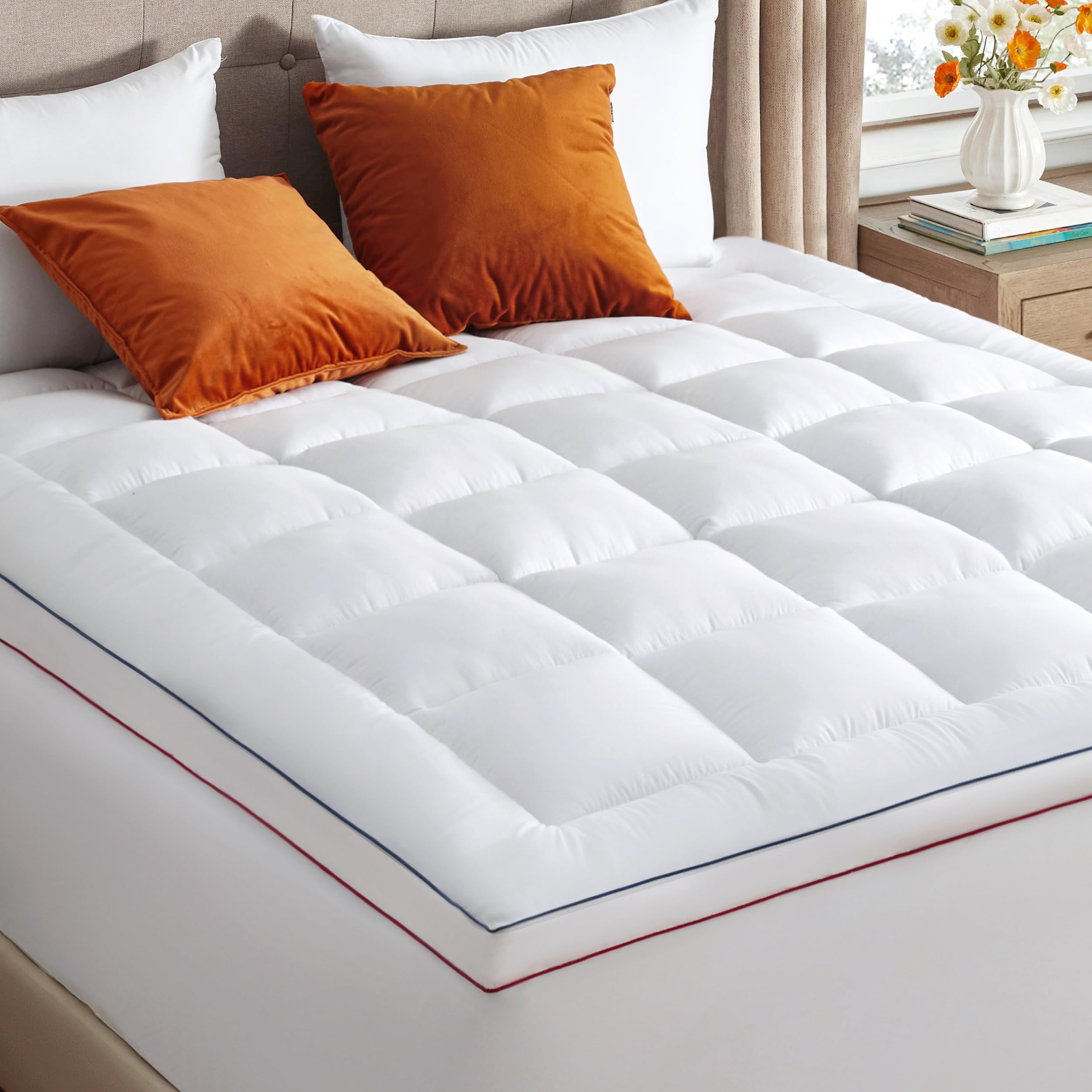 Bedsure King Mattress Topper, Pillow Top Mattress Topper with Deep ...