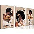 Amazon.com: 3Pcs Black Woman Wall Art Boho Black Girl Sunflower Posters Pictures African ...