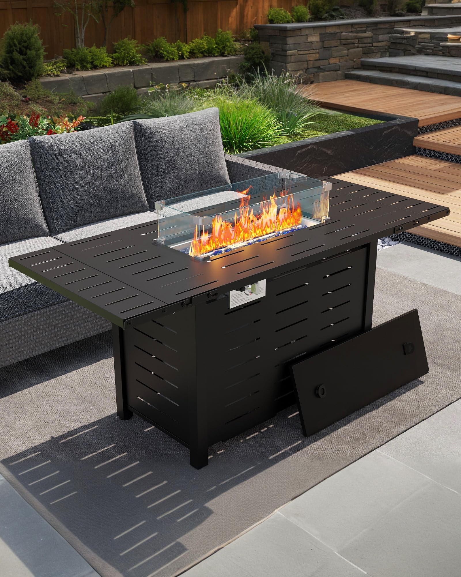 Hipicute 55" Outdoor Propane Fire Pit Table, 48,000 Btu Lp Gas ...
