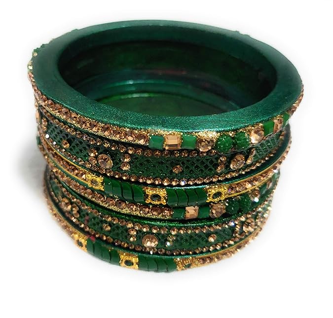 Buy GENRIC MOYOMO Rajasthani Tradition Green Lac Chuda for Women- Set ...