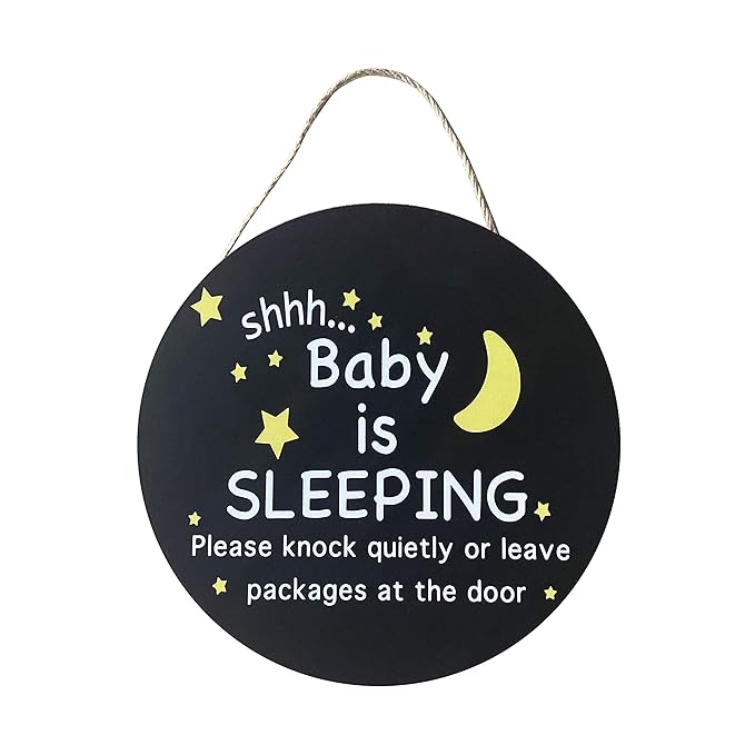 Amazon.com : Round Baby Sleeping Sign for Front Door Hanger Do Not ...