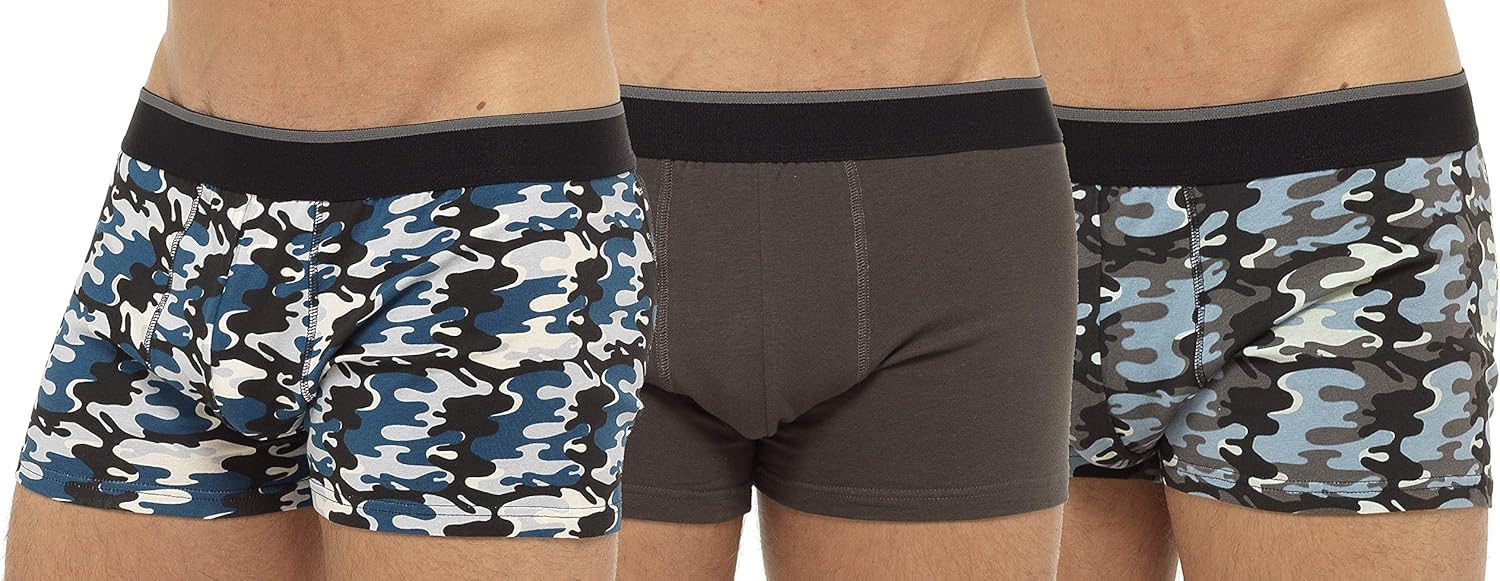 Tom Franks Mens 3 Pack Cotton Rich Camouflage Hipster Trunks: Amazon.co ...