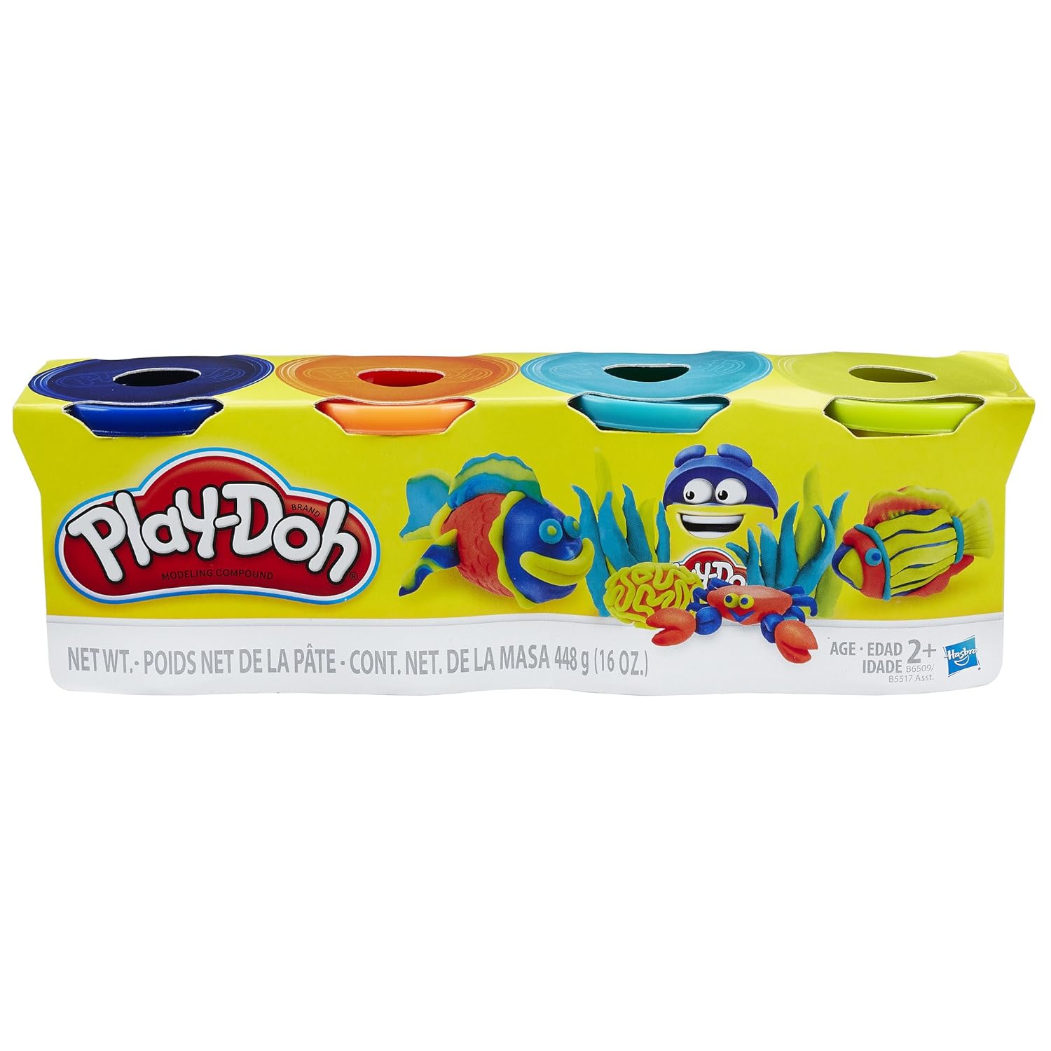Hasbro Play-Doh B6509ES0 Pack of 4, Dark Blue, Orange, Neon Blue, Neon ...