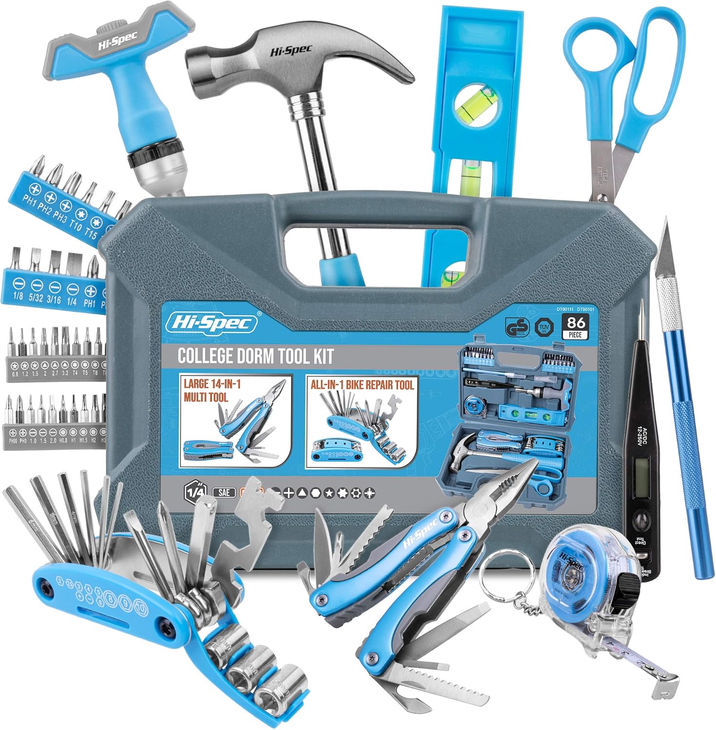 Hi-Spec 86 Piece Starters DIY Tool Kit with 2 All-Purpose Multi-Tools ...