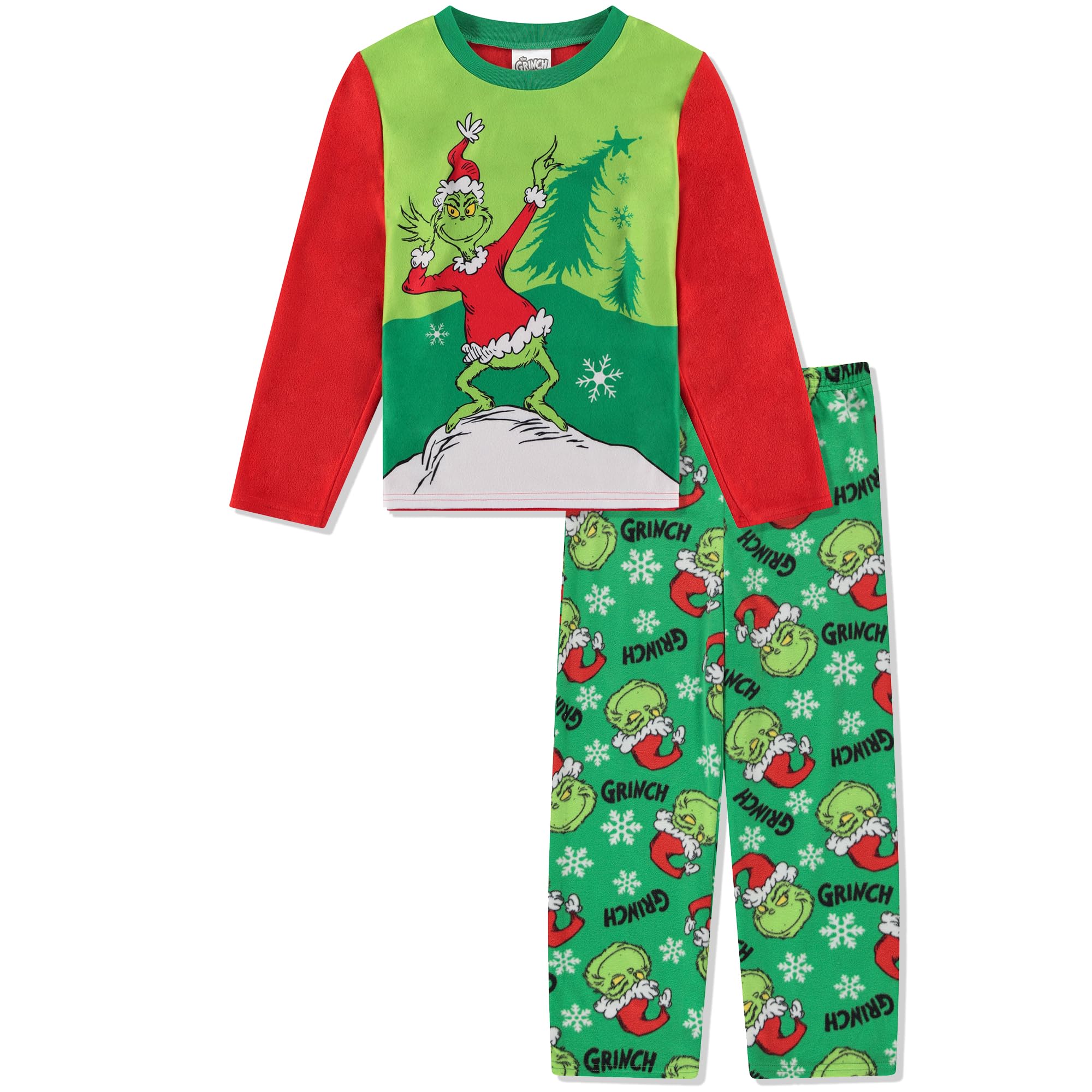 Dr. Seuss The Grinch Pajamas 2-Piece Matching Set - Cozy Christmas PJs ...