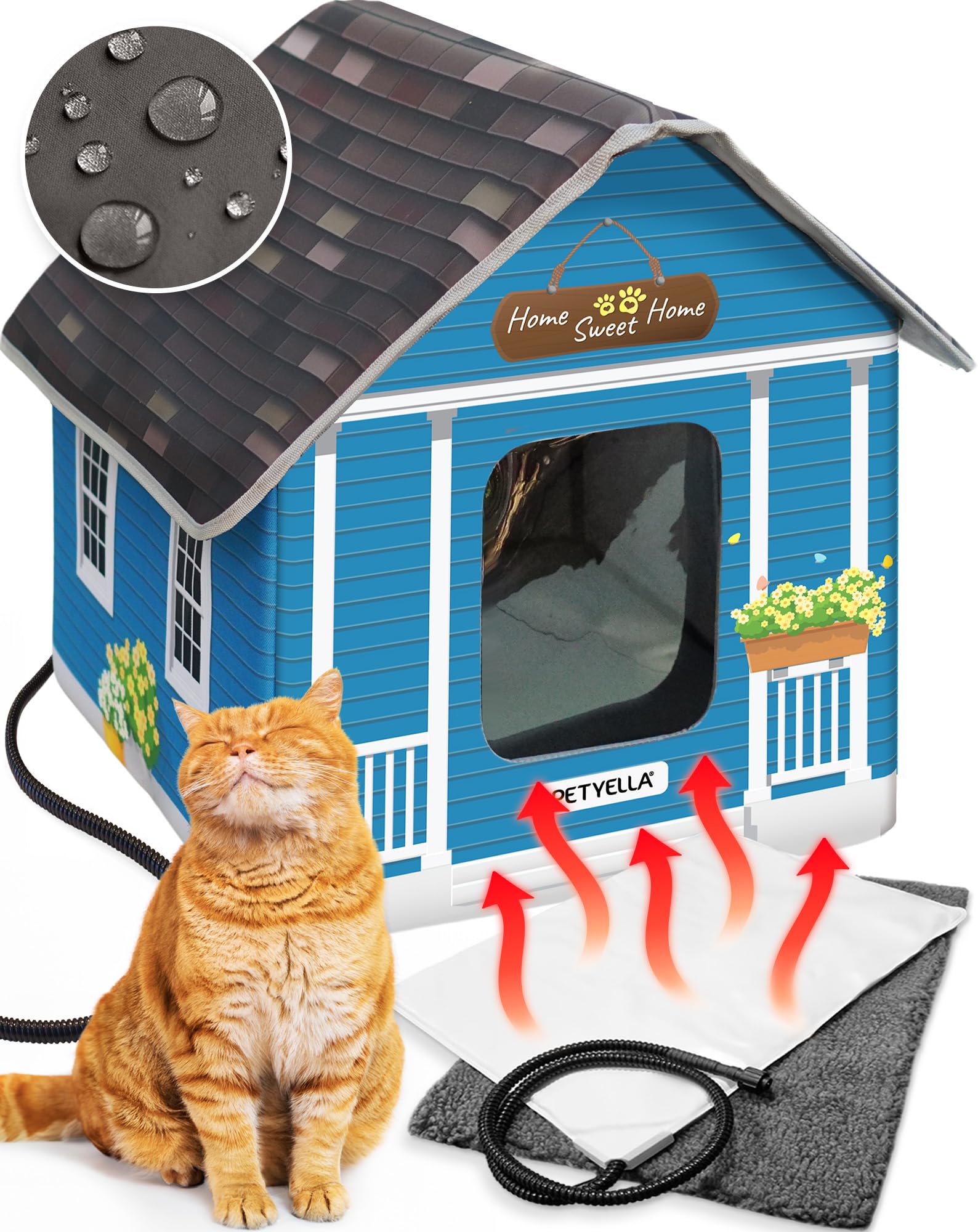 Heated Cat House for Outside - Heated Outdoor Cat House Weatherproof ...