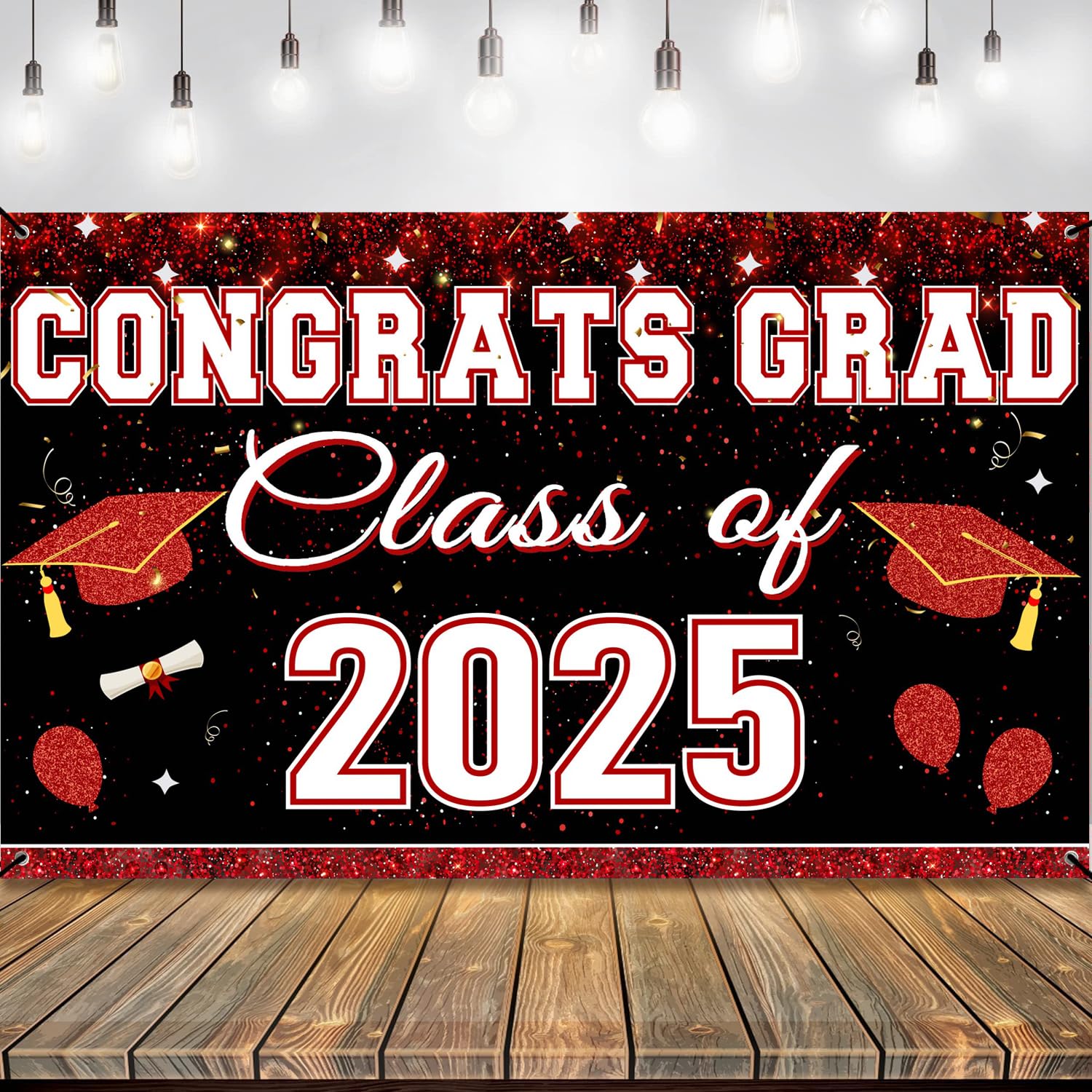 2025 Graduation Banner Backdrop Red Graduation Decorations 2025 ...