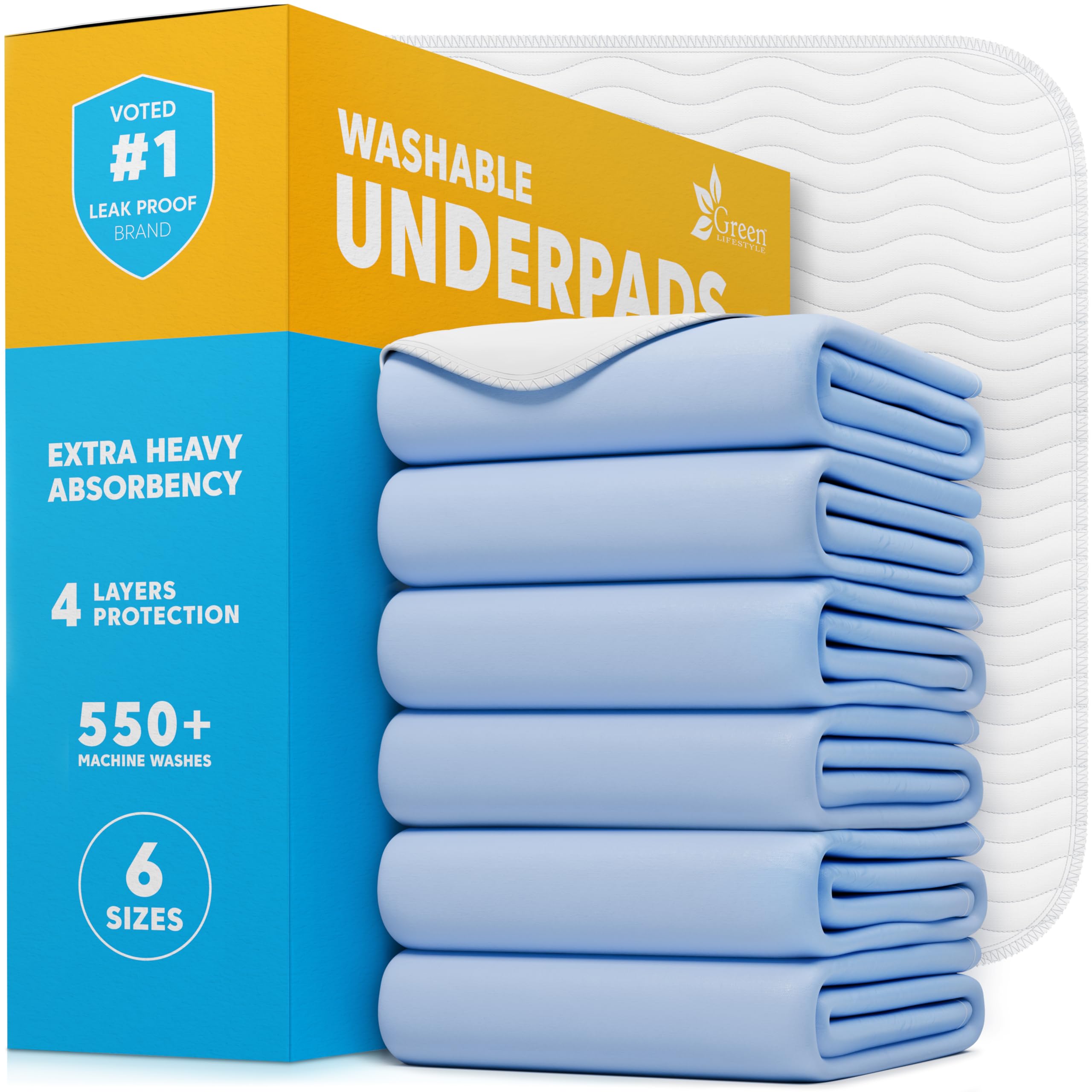 GREEN LIFESTYLE Washable Underpads - Large Bed Pads for use as ...