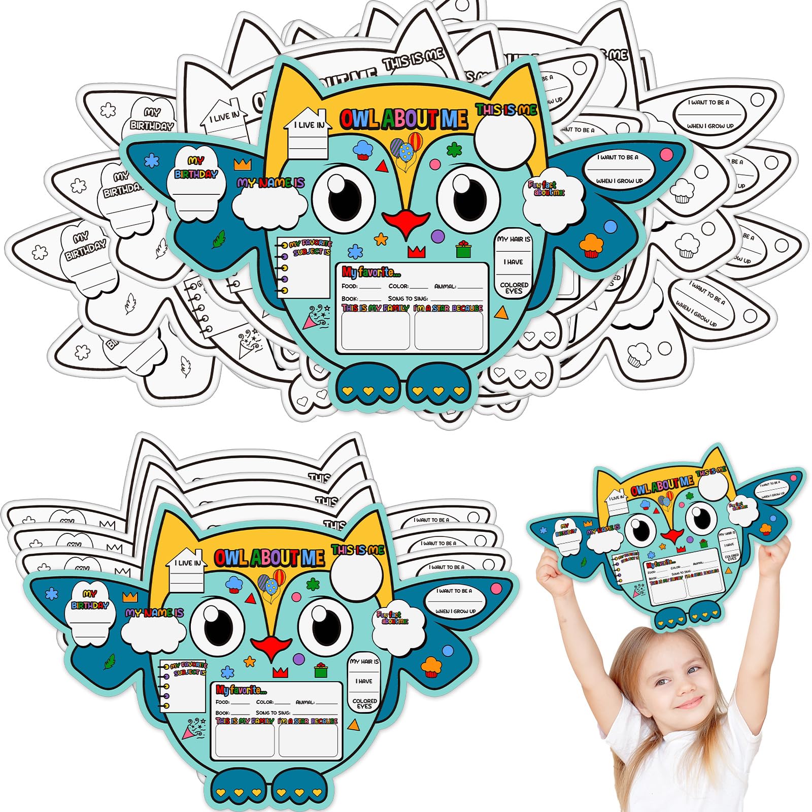 Colarr 60 Pcs All About Me Poster Owl All About Me Student Posters DIY ...