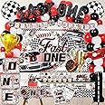 Amazon.com: LXlucktim Fast One Birthday Decorations, 125 Pcs Race Car ...