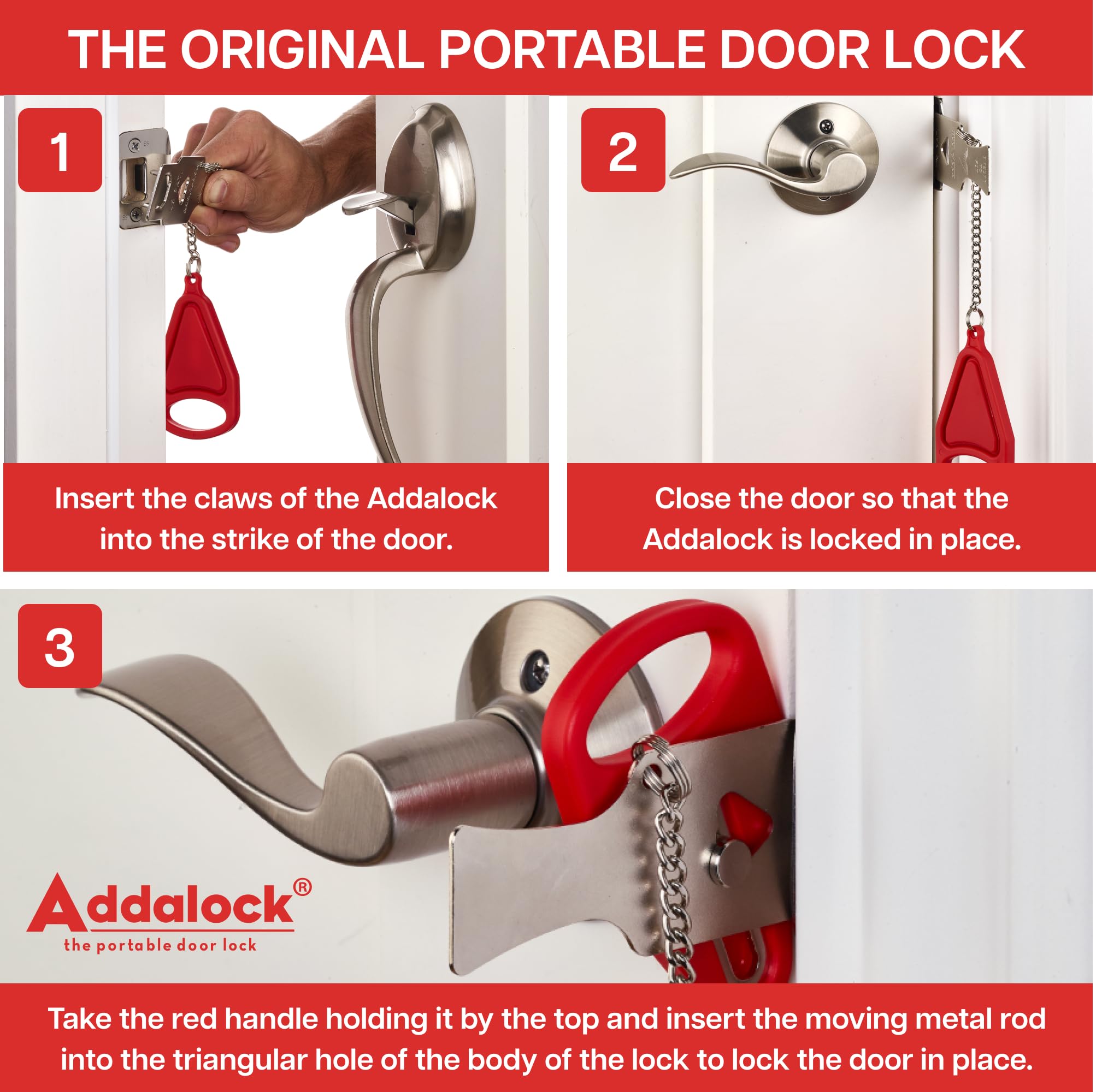 Addalock The Original Portable Door Lock For Travel & Home Security ...