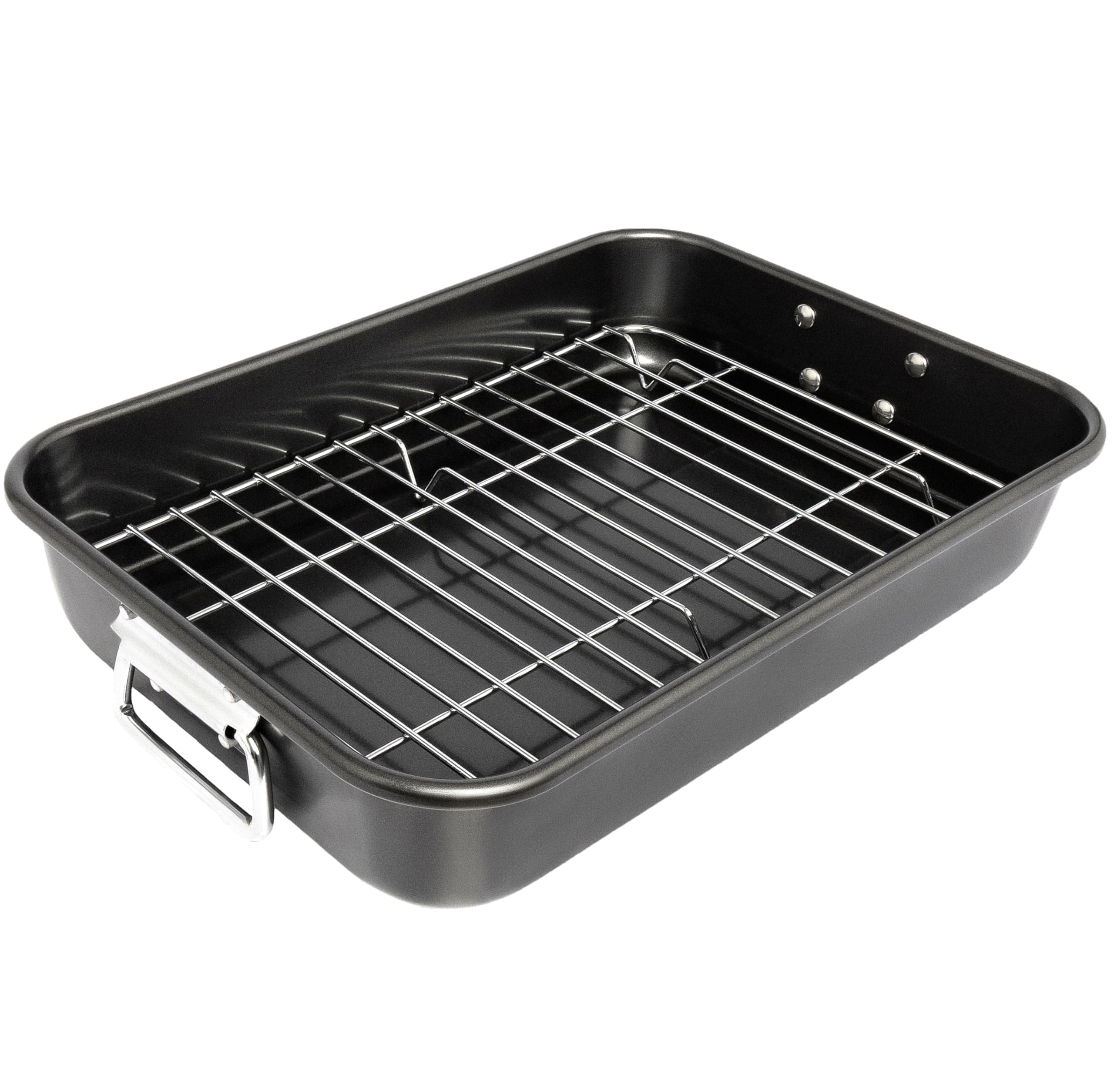 VANKUTL Roasting Pan with Rack and Handles - 15 Inch Carbon Steel ...
