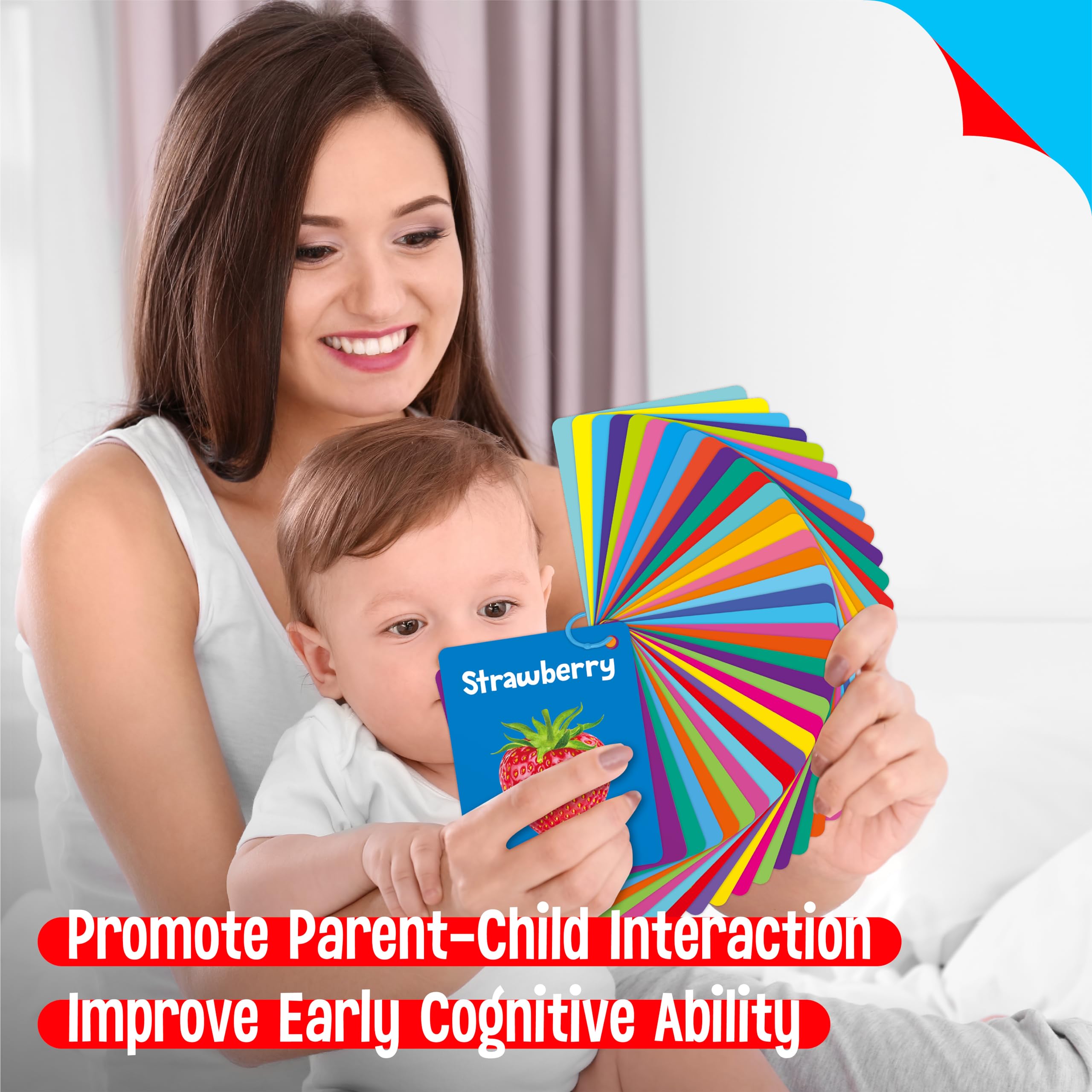 50 PCS Early Learning Flashcards, 7 In 1 Double Sided Cards- Alphabet ...