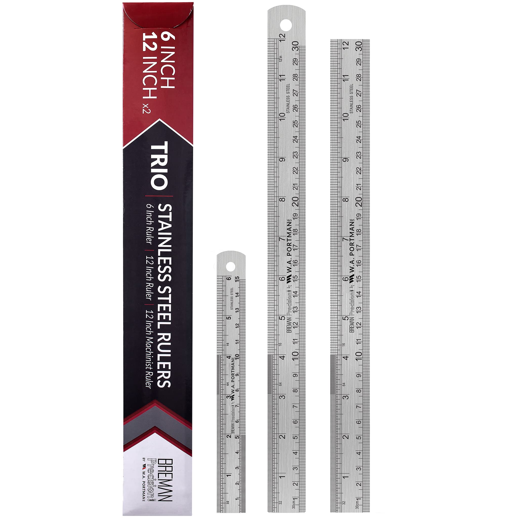 Mua 3-Pack Metal Ruler Set - 1pc 6 Inch Ruler & 2pc Stainless Steel ...