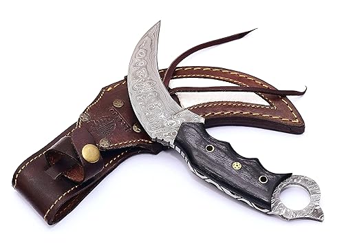 JEXMOO Custom Handmade Damascus Karambit Hunting Knife, Double Edge ...