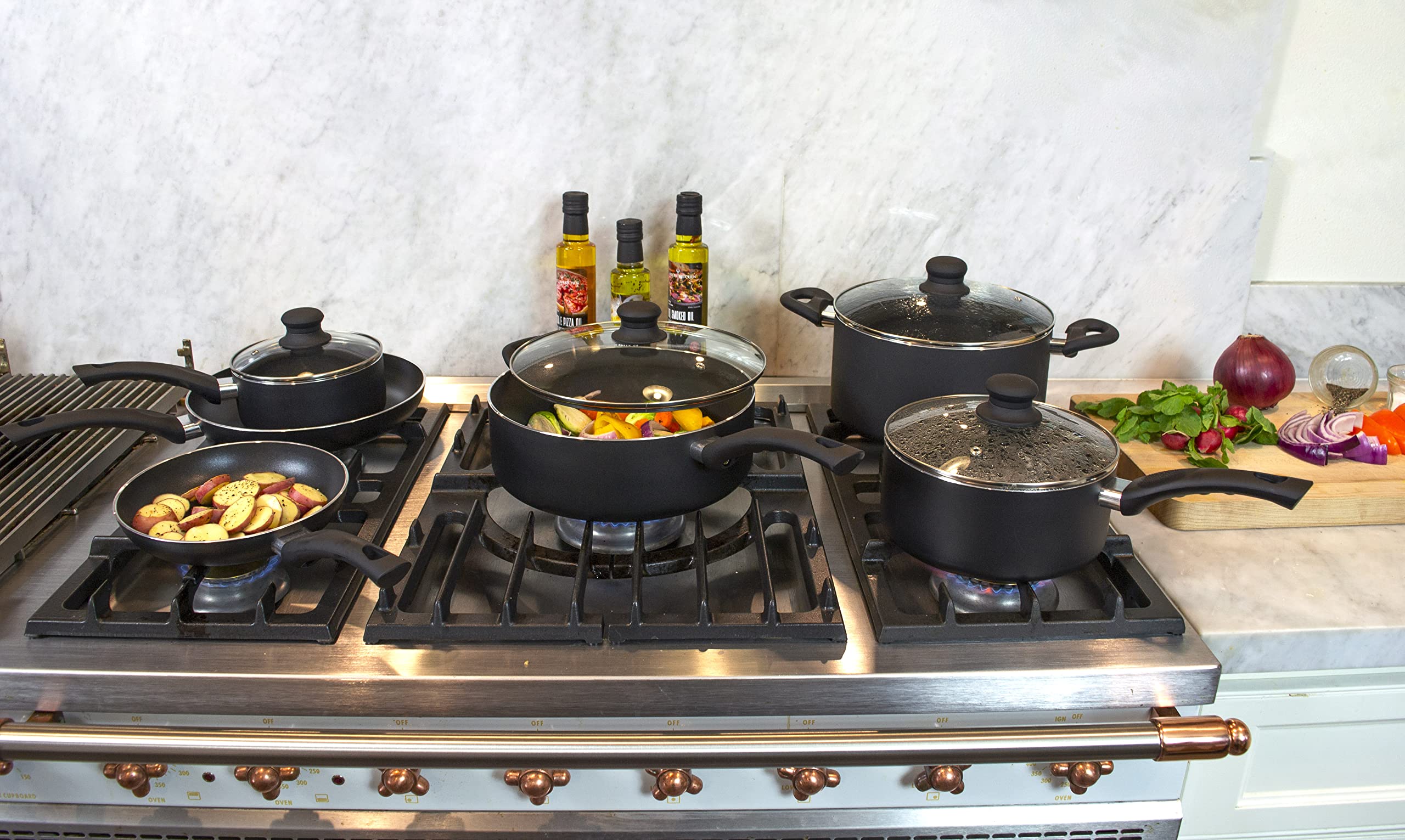 Mua Hell's Kitchen 10 Piece Nonstick Cookware Set, Induction Ready Pots ...