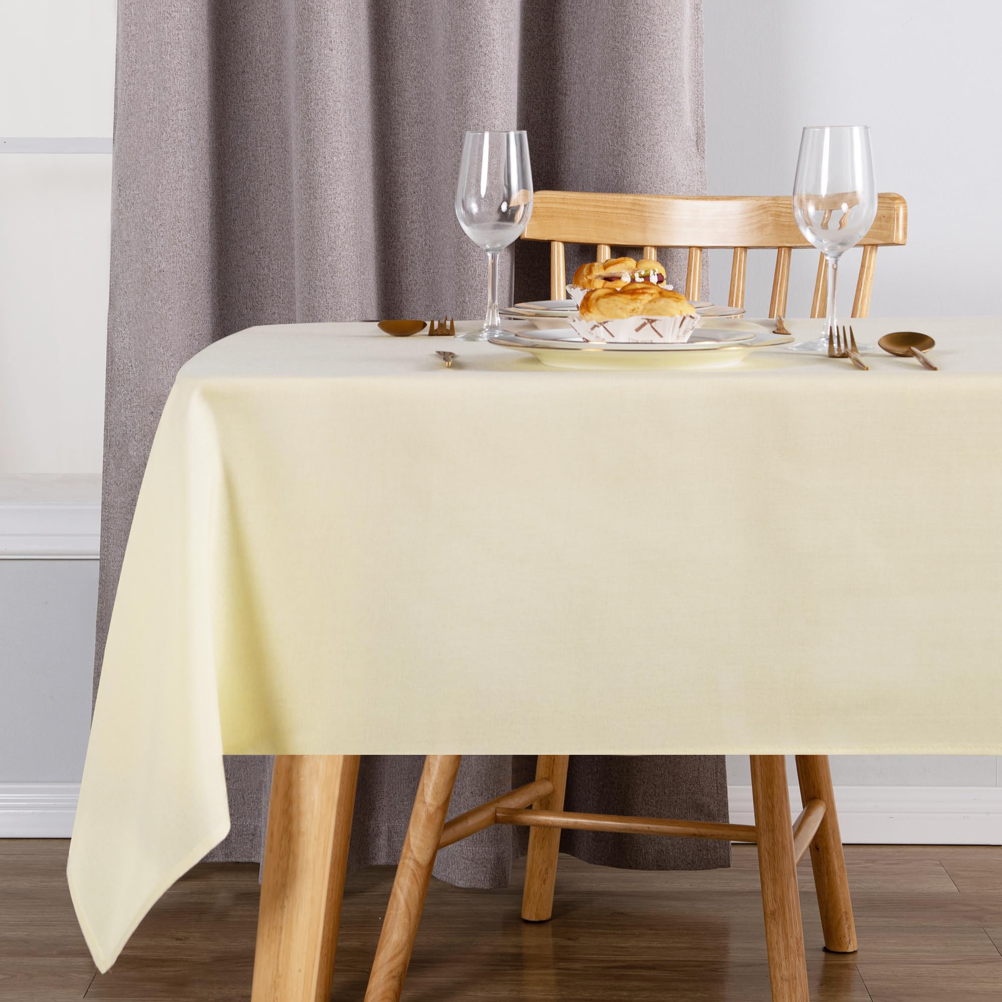 JIUZHEN Rectangle Table Cloth Faux Linen Farmhouse Tablecloth Wrinkle ...
