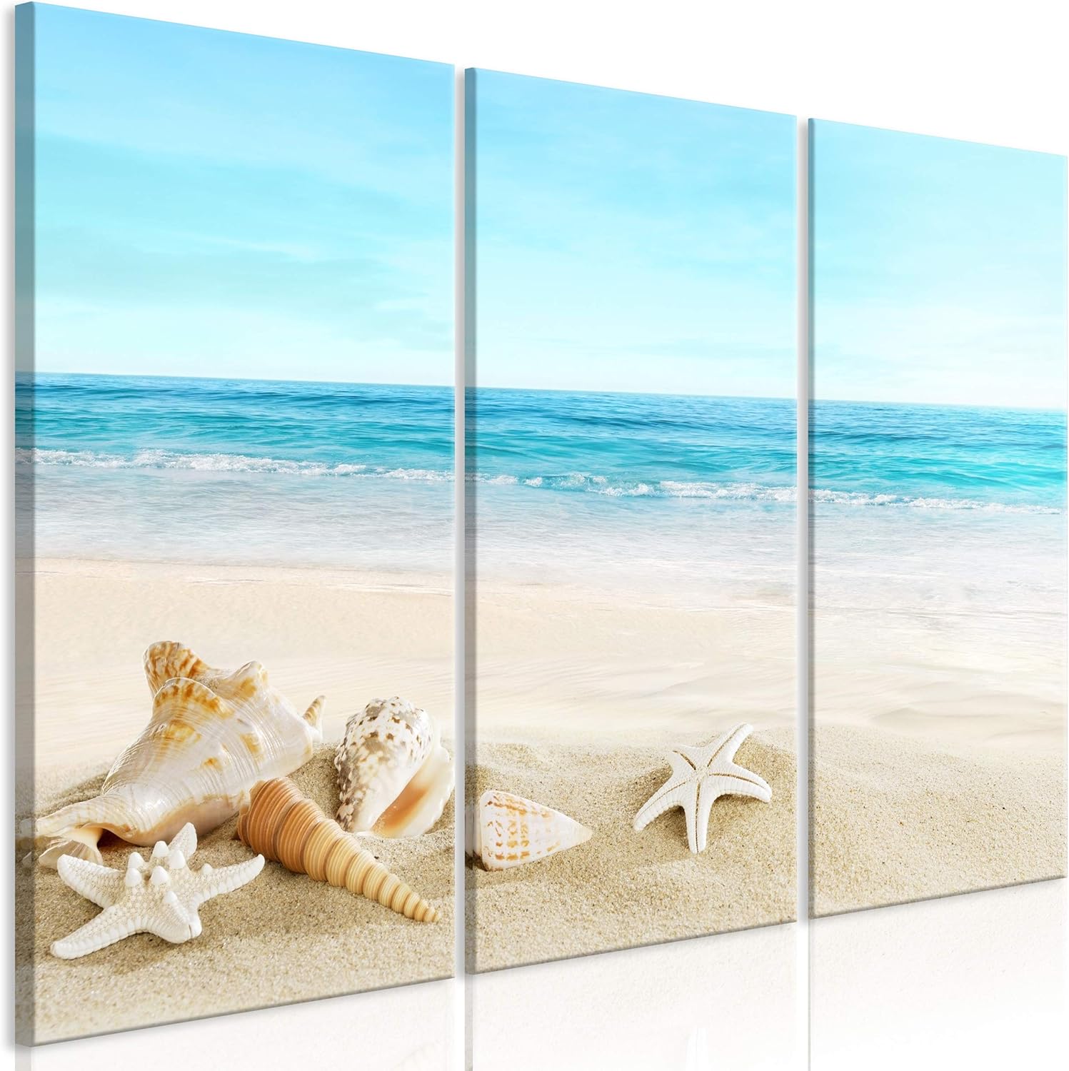 decomonkey Bilder Strand Meer 90x60 cm 3 Teilig Leinwandbilder Bild auf Leinwand Vlies Wandbild ...