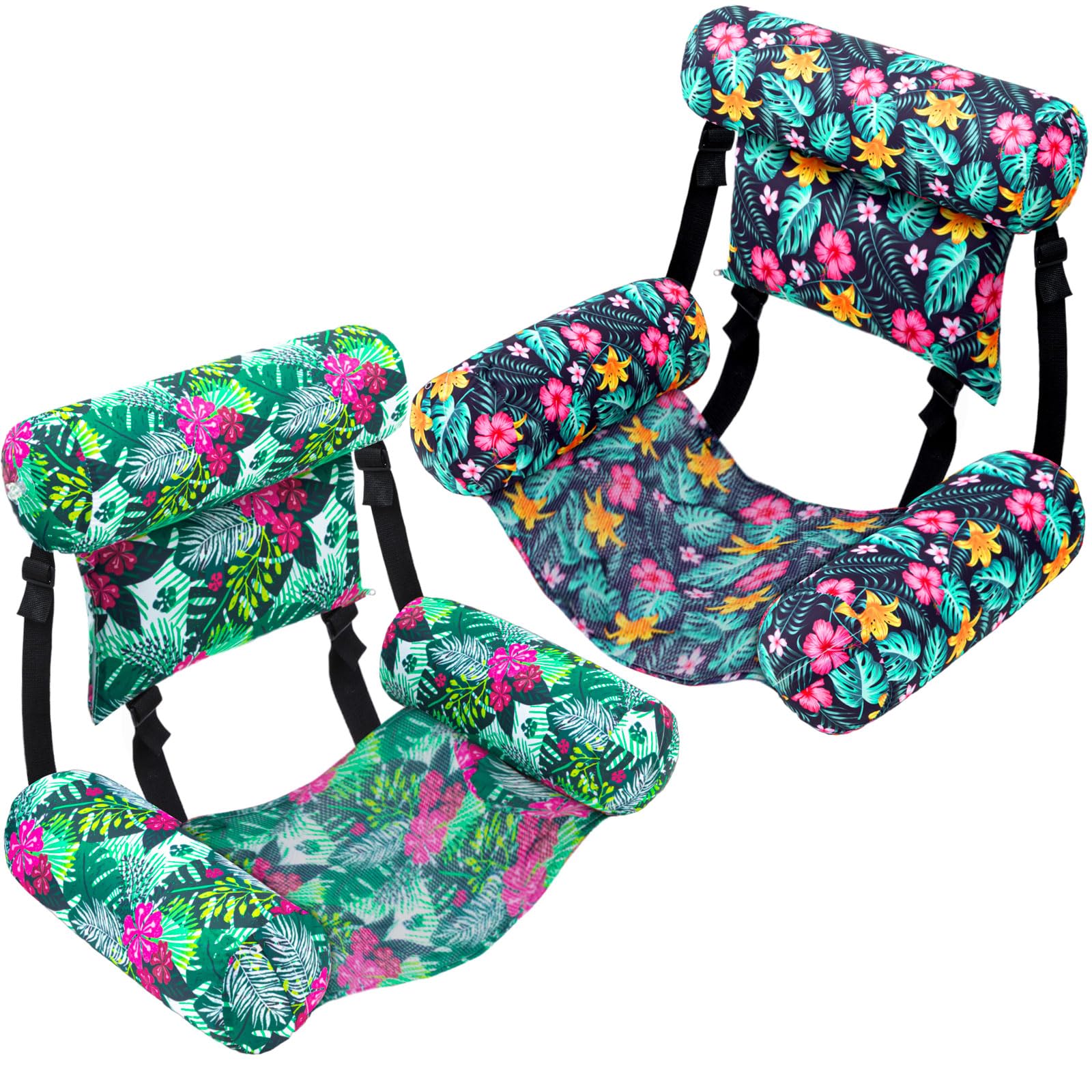 Threehoney 2 Pack Large Pool Chair Floats Adult Inflatable Pool Lounge ...