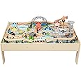 Amazon.com: Amazon Basics 120-piece Wooden Train Set and Interactive ...