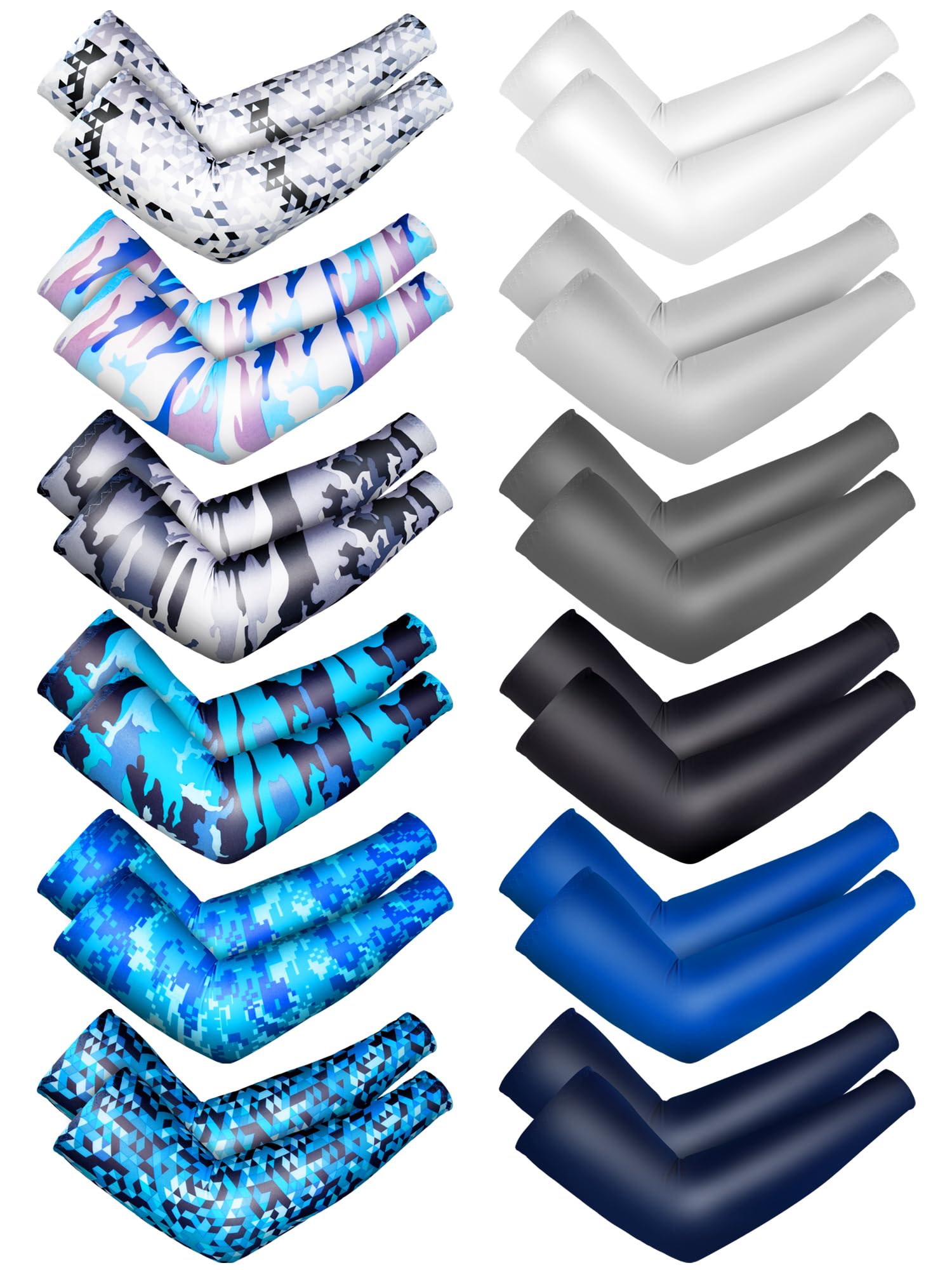 Mntrprko 12 Pairs Sports Arm Sleeves for Kids Basketball Baseball Arm ...
