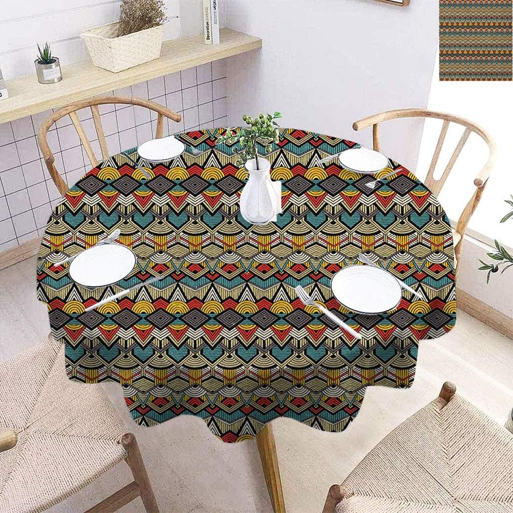 African Round Tablecloths Diameter 70", Complex Pattern of Triangles ...