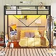 Amazon.com: Brinlawb Twin Metal Loft Bed with LED Lights, Loft Bed ...