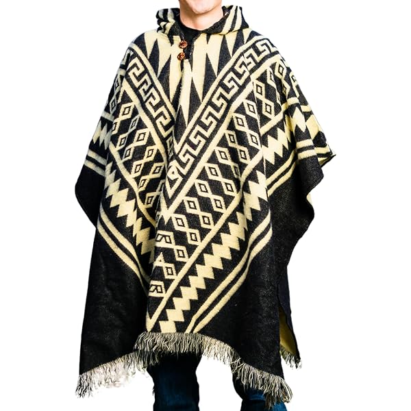 Mens Wool Poncho With Hood