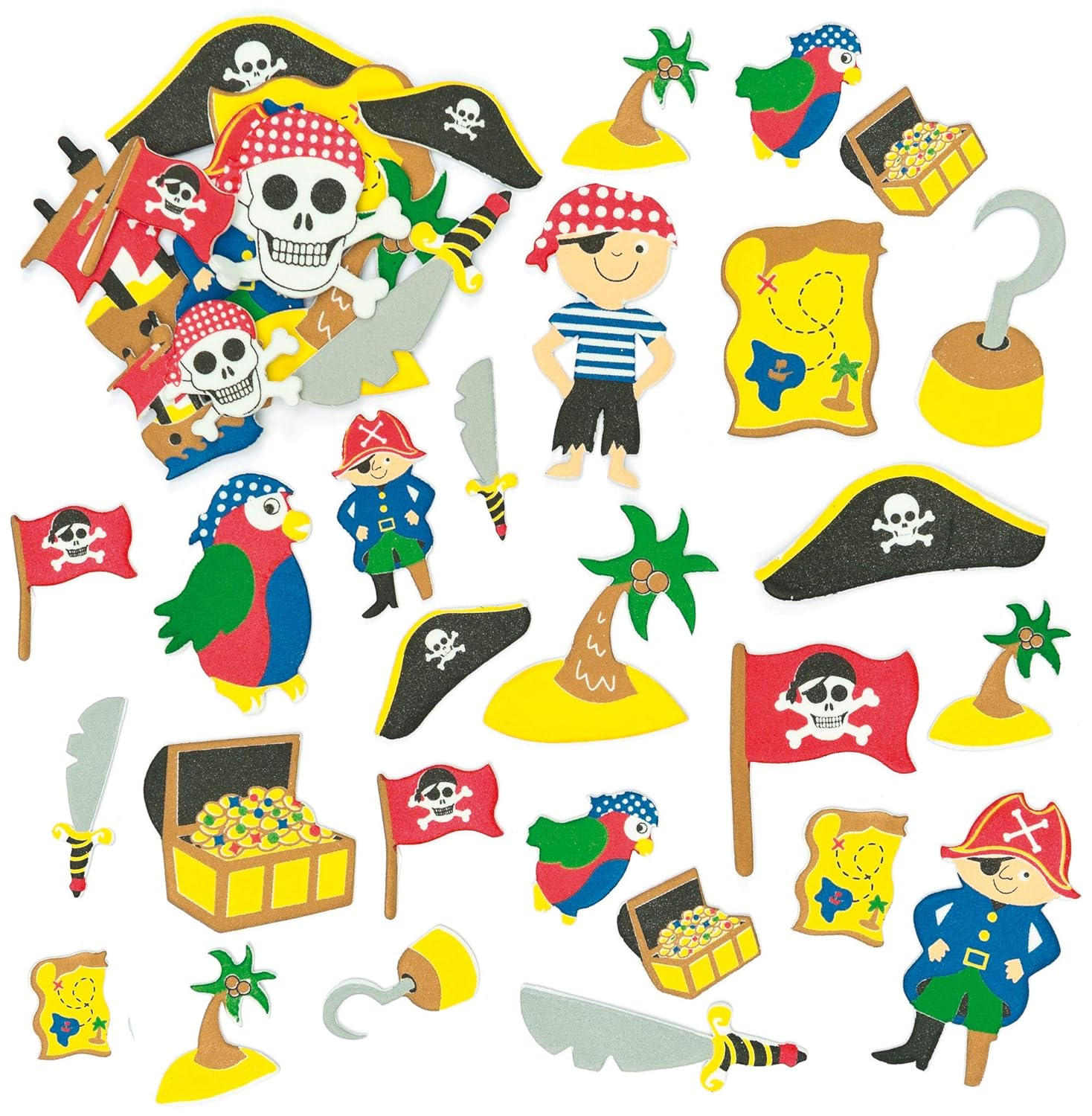 Amazon.com: Baker Ross EV3215 Pirate Foam Stickers - Pack of 96, for ...