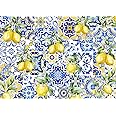 Amazon.com : DULUDA 7x5 FT Blue Tiles Lemon Backdrop Summer Fruit Baby ...