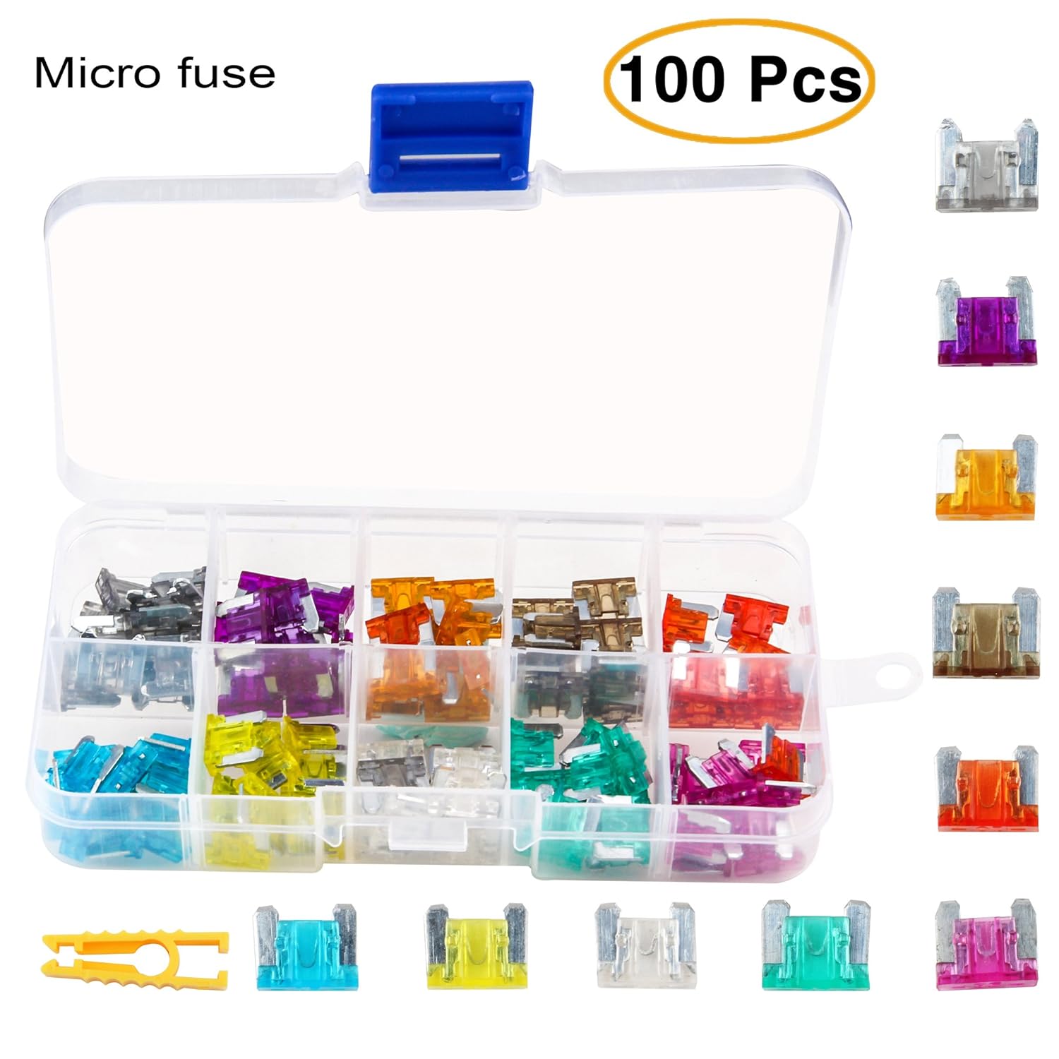 Micro Fuses,TKING 100pcs Auto Car Standard Blade Fuses Replacement Kit ...