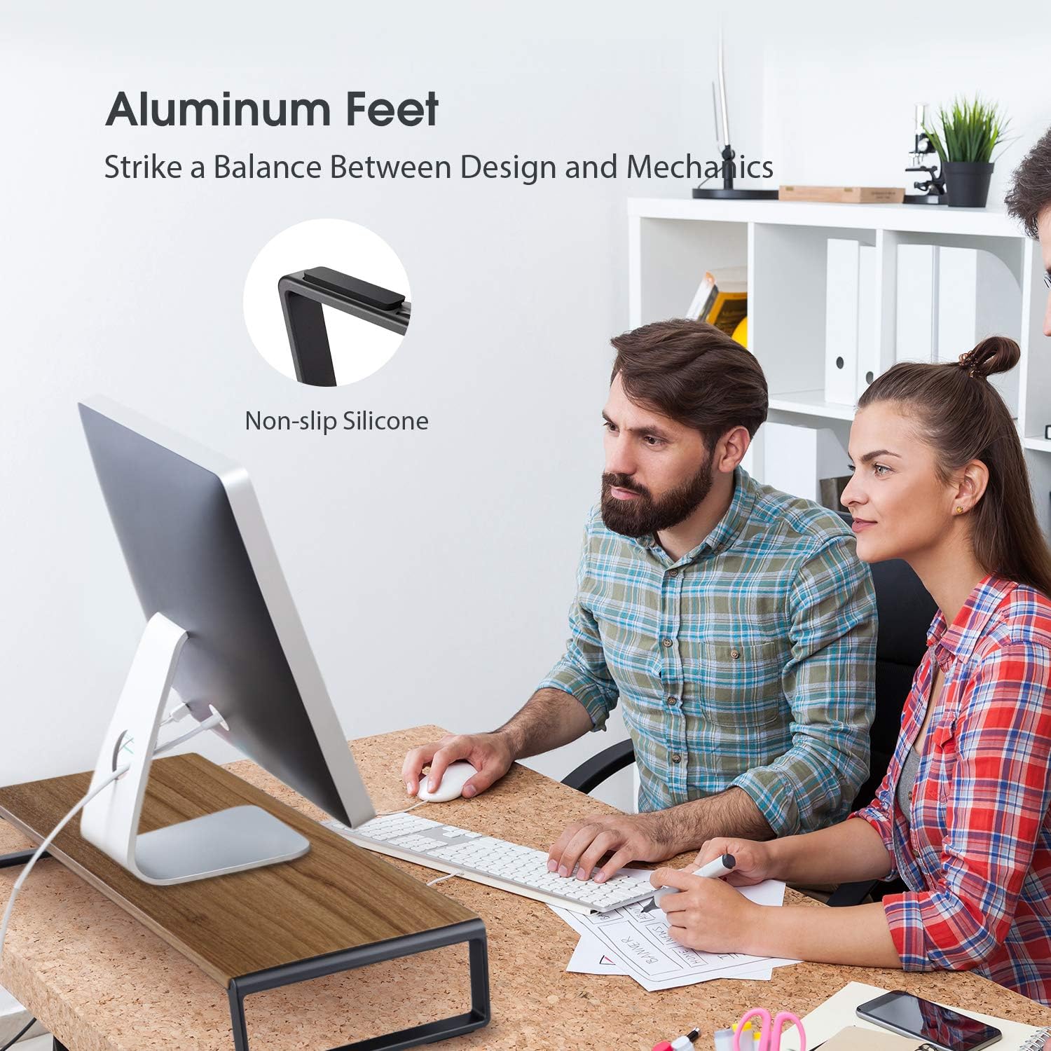 AboveTEK Monitor Stand Riser with Metal Feet for Computer Laptop iMac ...