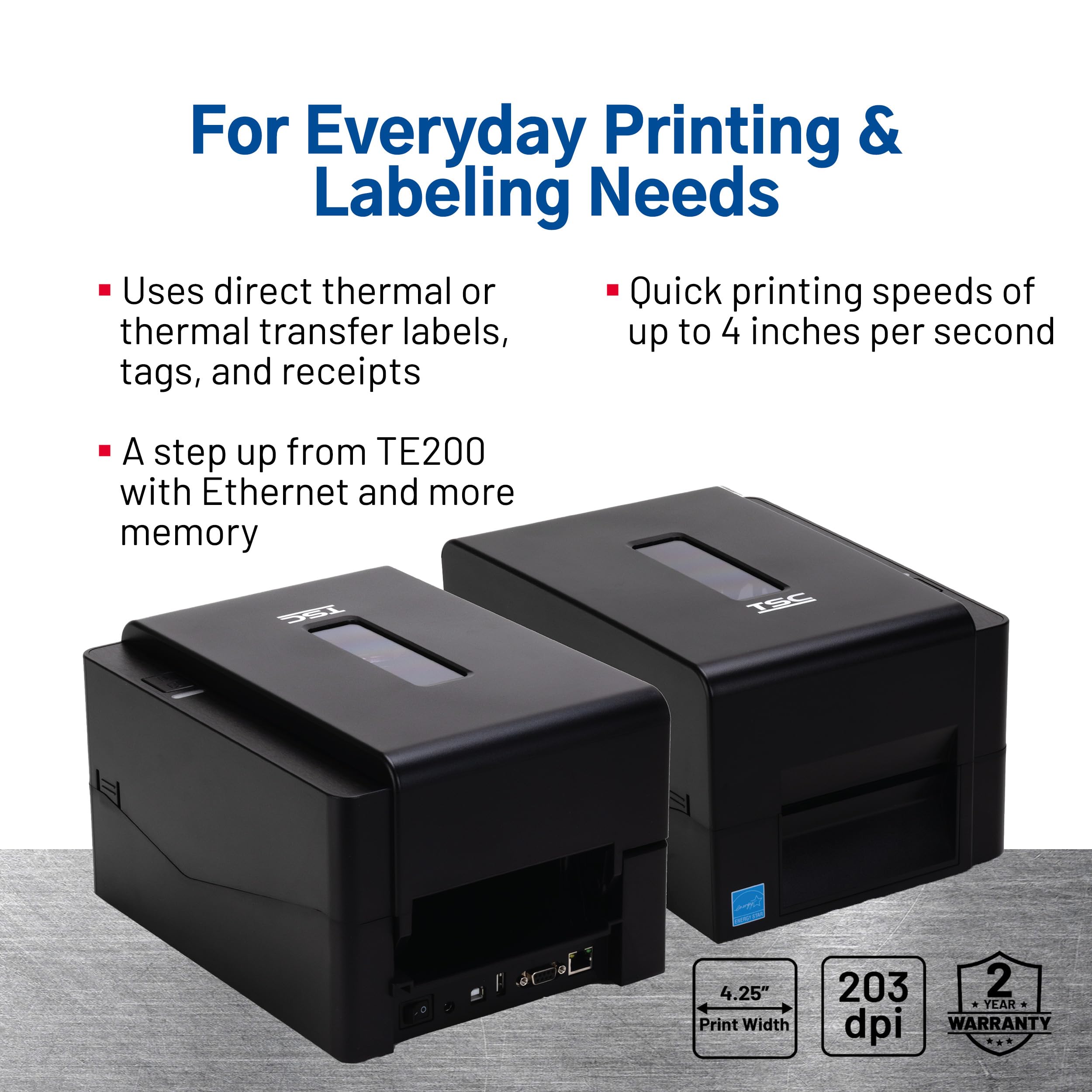 TSC TE210 Desktop Thermal Label Printer For Postage, Shipping Tags ...