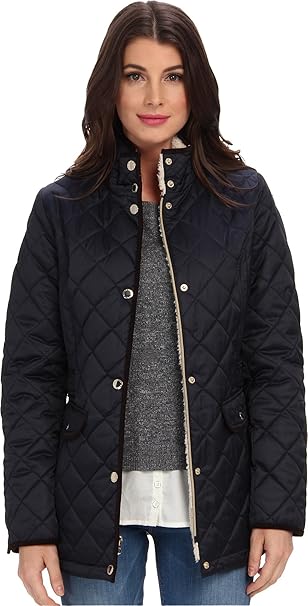Nautica Women's Diamond Quilted Barn Jacket, Mystic Blue, Small: Amazon ...