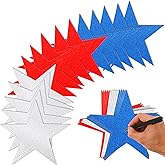 Amazon.com: Whaline Patriotic Glitter Stars Cutouts 4th of July Red ...