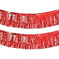 Amazon.com: Red Foil Fringe Garland 10FT 2packs, Metallic Foil Tinsel ...
