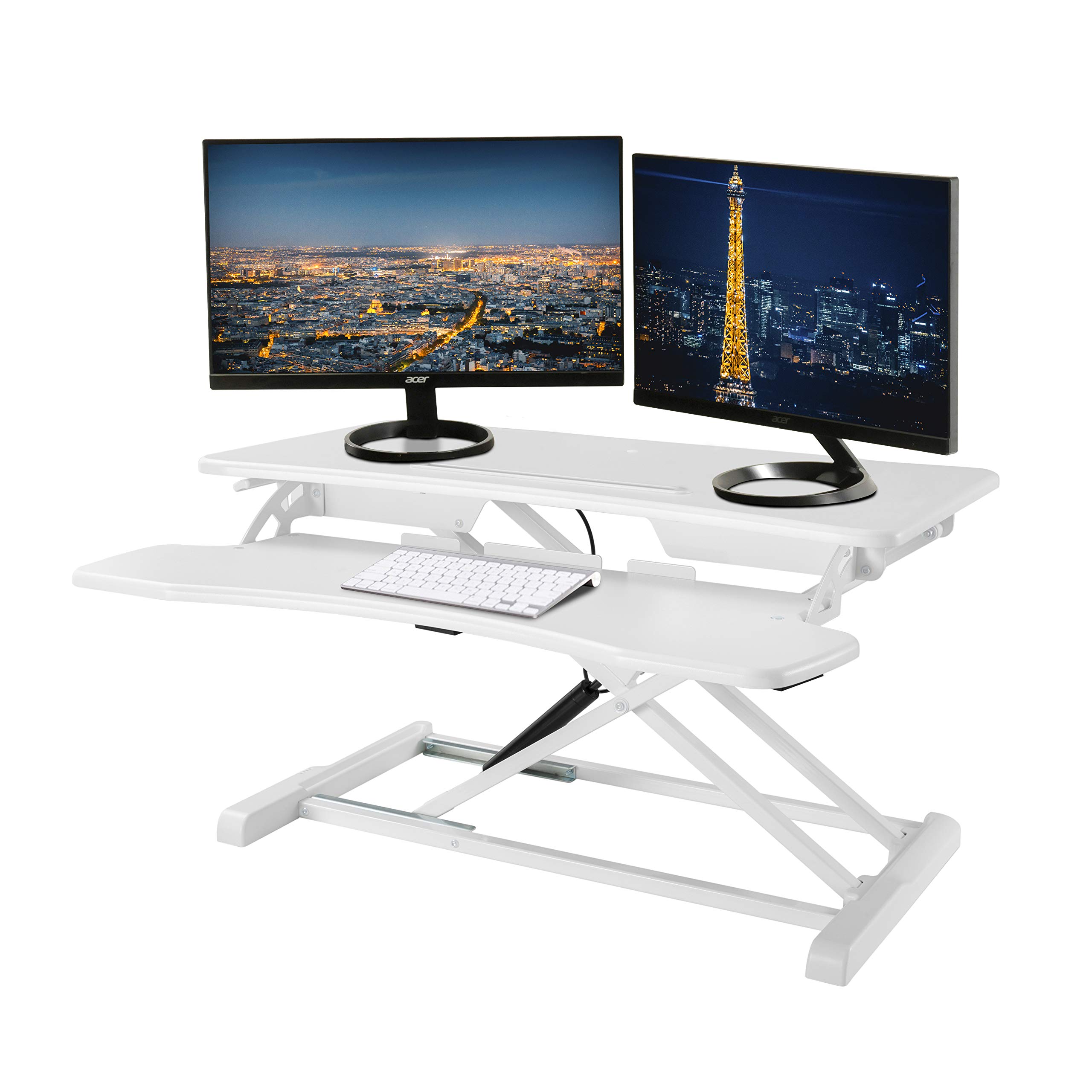 TechOrbits Standing Desk Converter - 32" Height Adjustable White Stand ...
