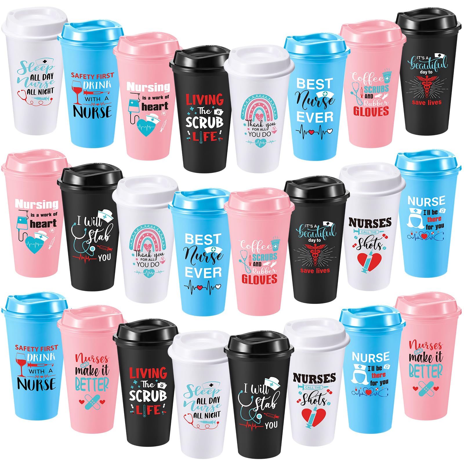 FillTouch 24 Pcs Nurse Appreciation Gifts Plastic Tumblers Nurse Week ...