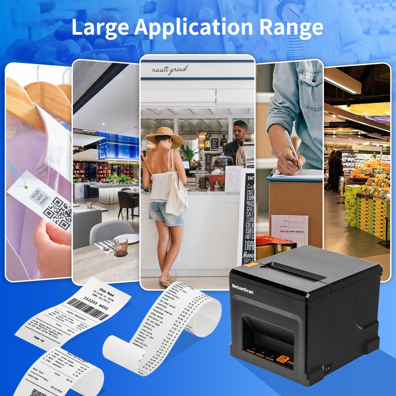 NetumScan USB POS Receipt Printer, 80mm Thermal Receipt Printer With ...