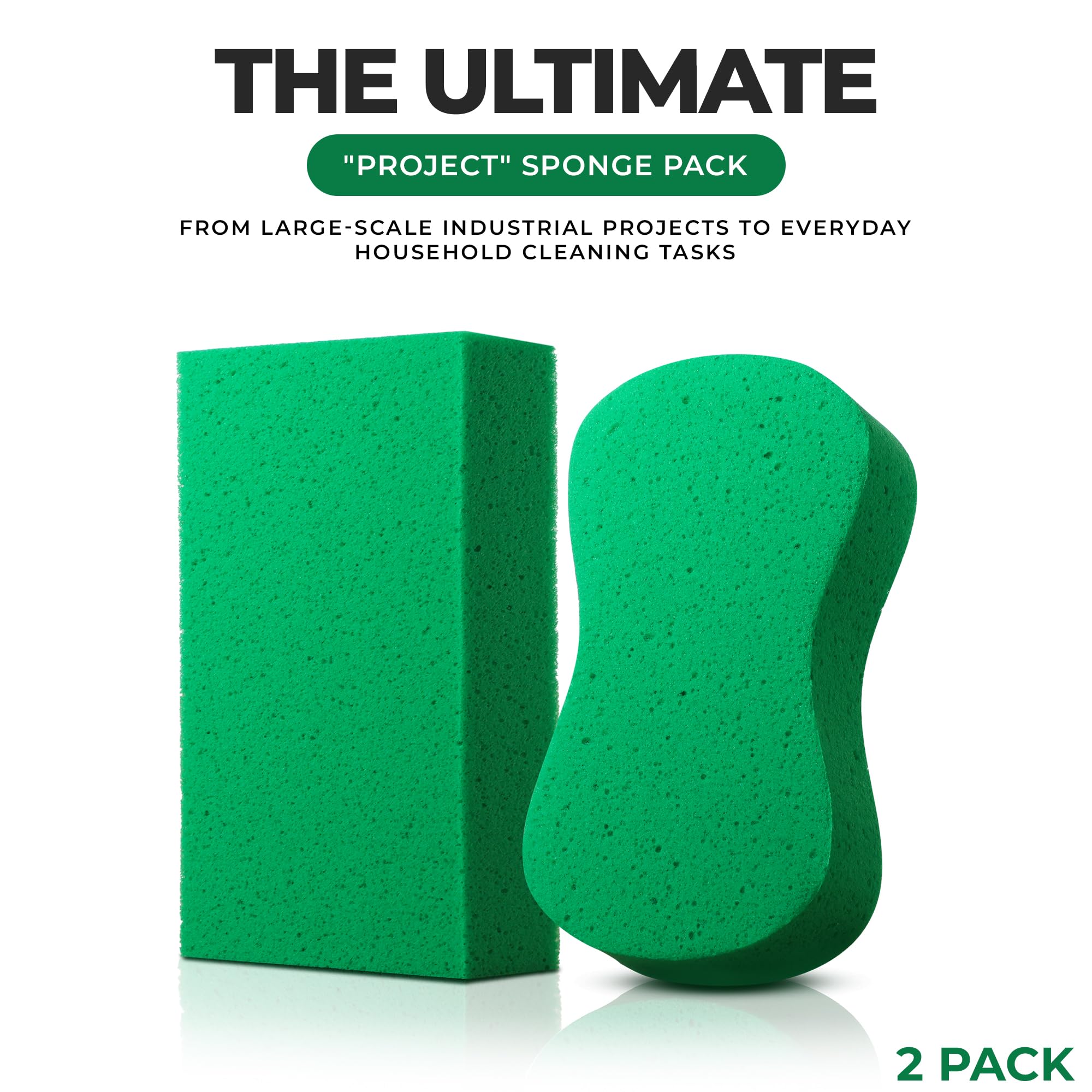 Large Sponges For Cleaning - 2 Pack - Multi-Purpose Cleaning Sponge ...