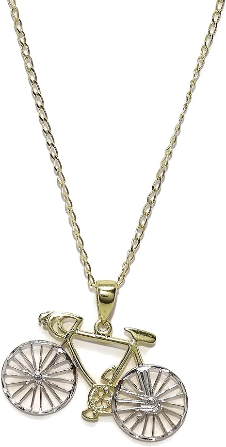 Amazon.com: 18K Gold Bicycle Pendant Charm Necklace | Italian Fine ...