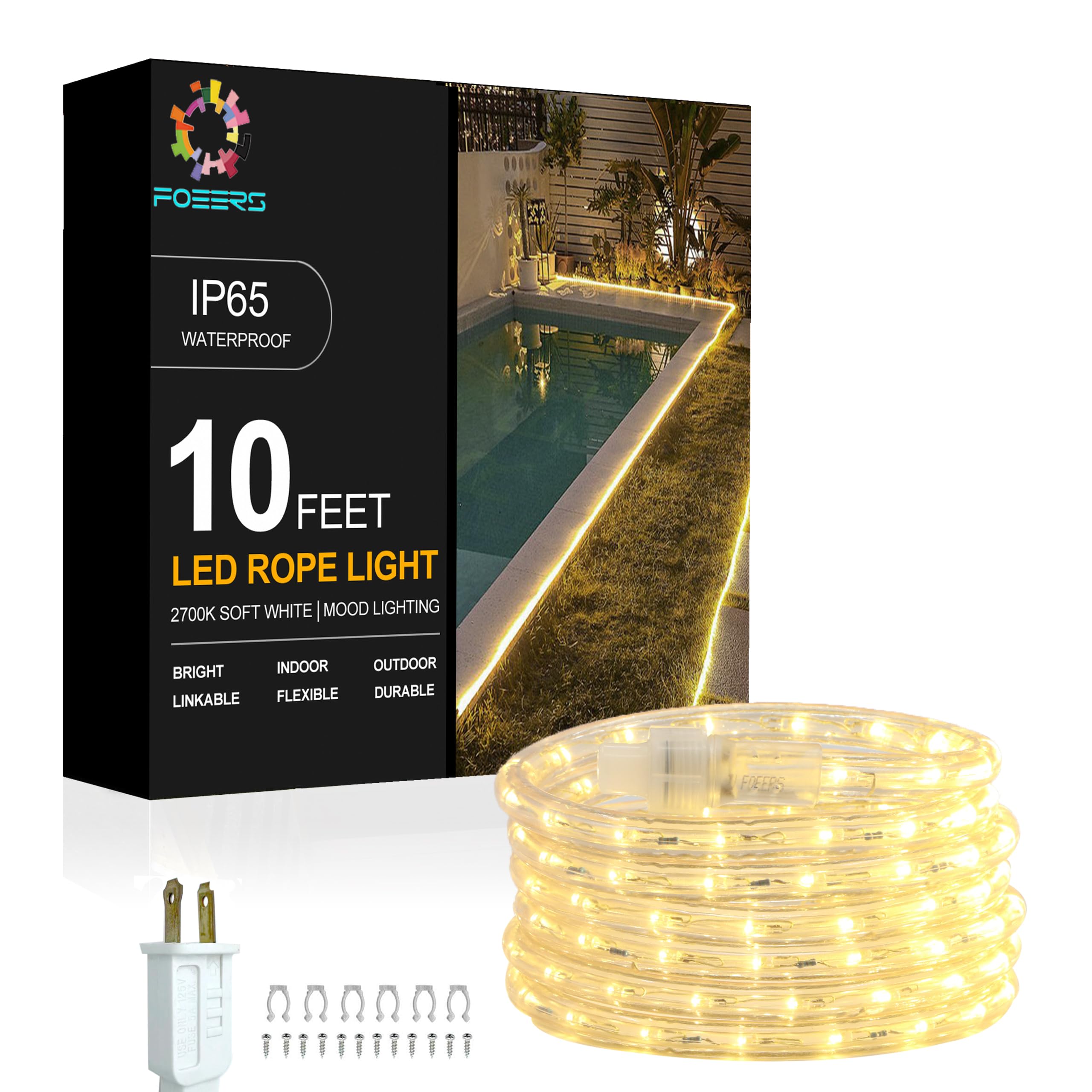 FOEERS 10FT Rope Lights Indoor,Connectable and Flexible LED Tube Lights ...
