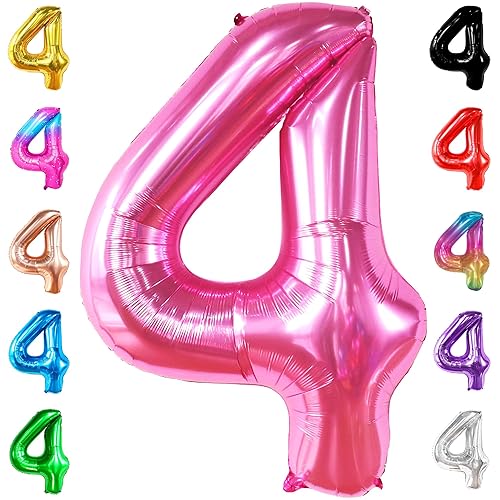 KatchOn, Hot Pink Number 4 Balloon - 40 Inch | Hot Pink 4 Birthday ...