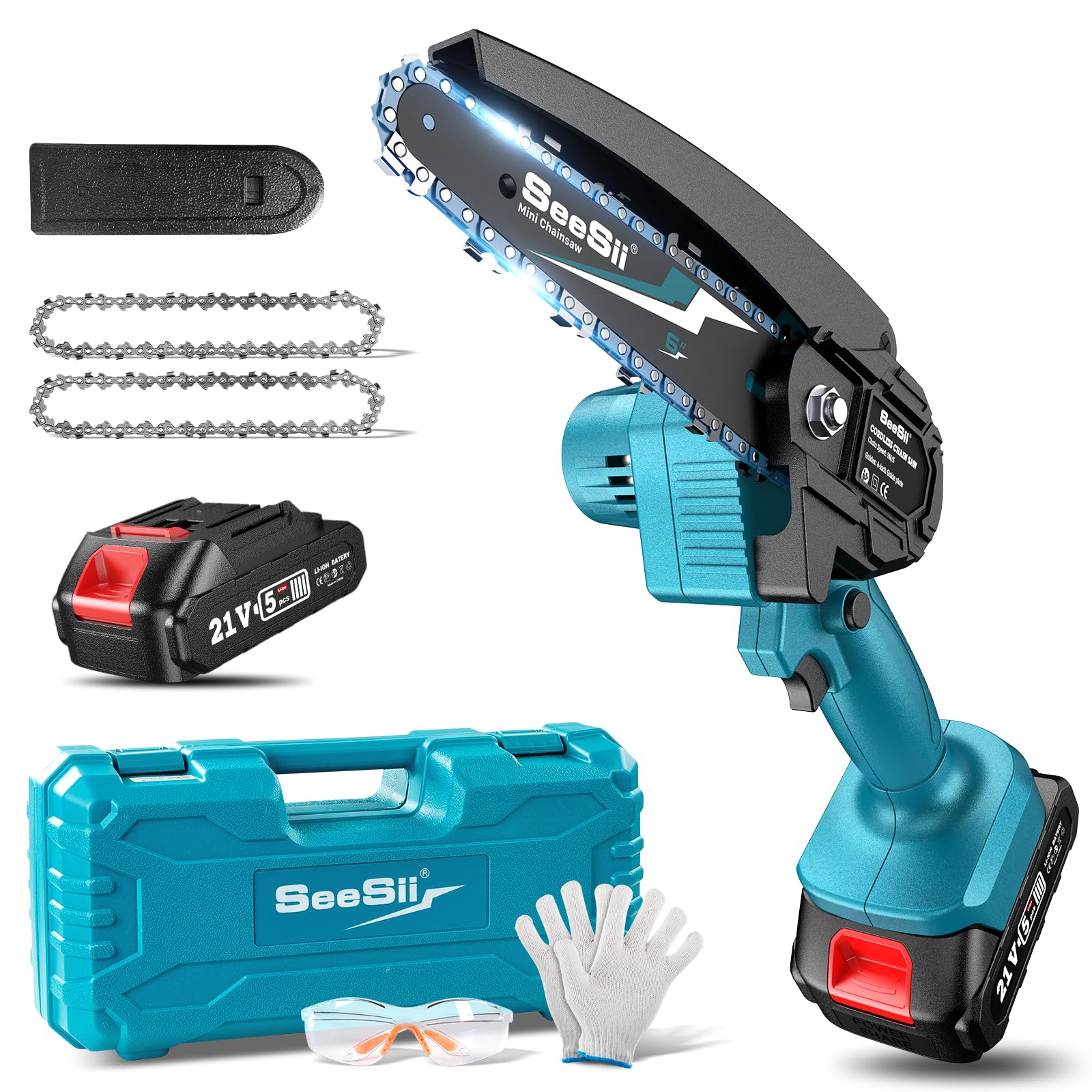 Seesii Mini Chainsaw, 6-inch Mini Chainsaw Cordless, Handheld Electric ...