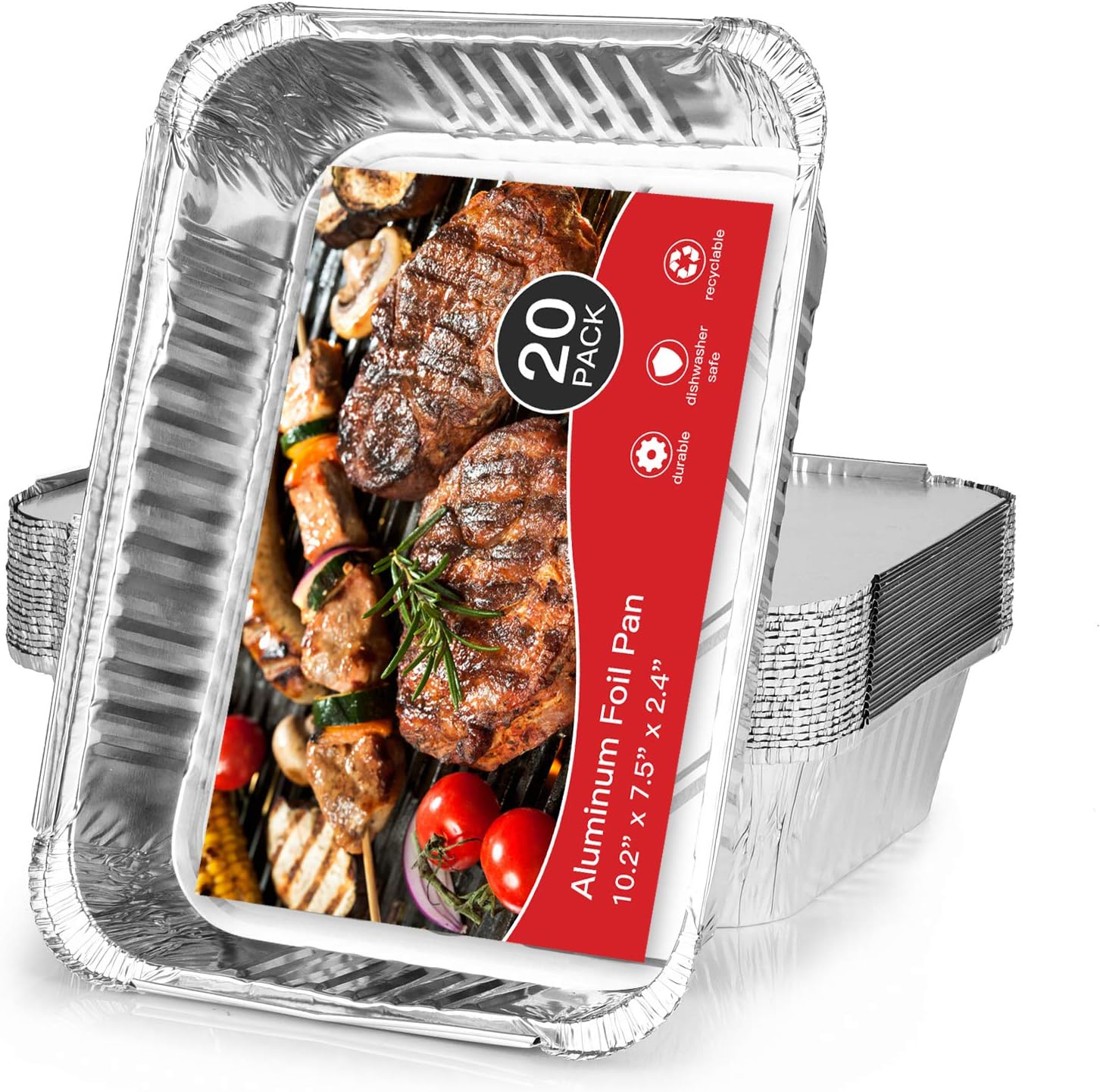  20 Pack Large Disposable Tin Foil Trays For Baking Roasting BBQ