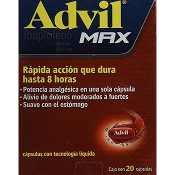 Advil Max Tabletas, 400 mg, 20 Piezas: Amazon.com.mx: Salud, Belleza y ...