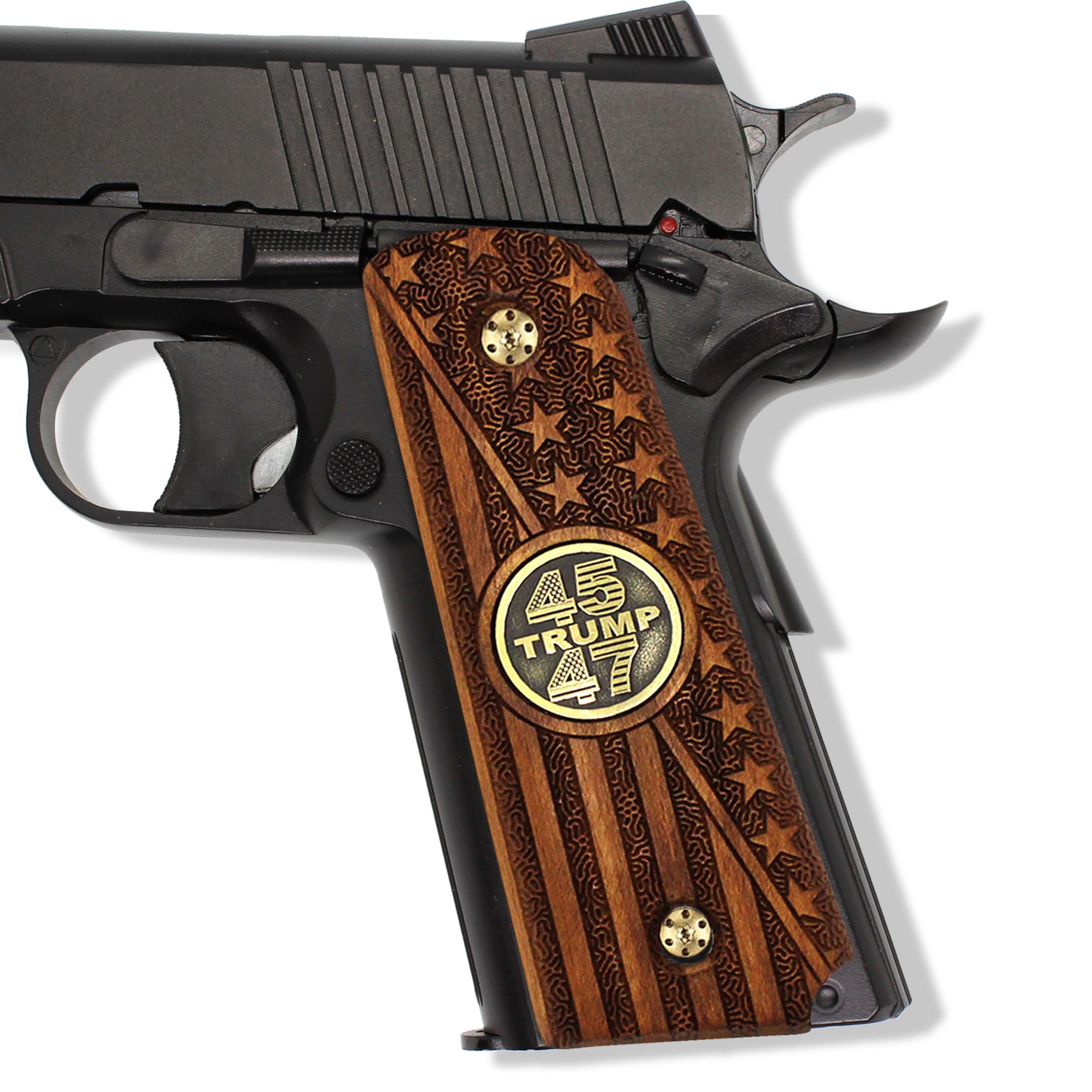 URAY 1911 Pistol Grip with 45-47 Trump Medallion and American Flag ...