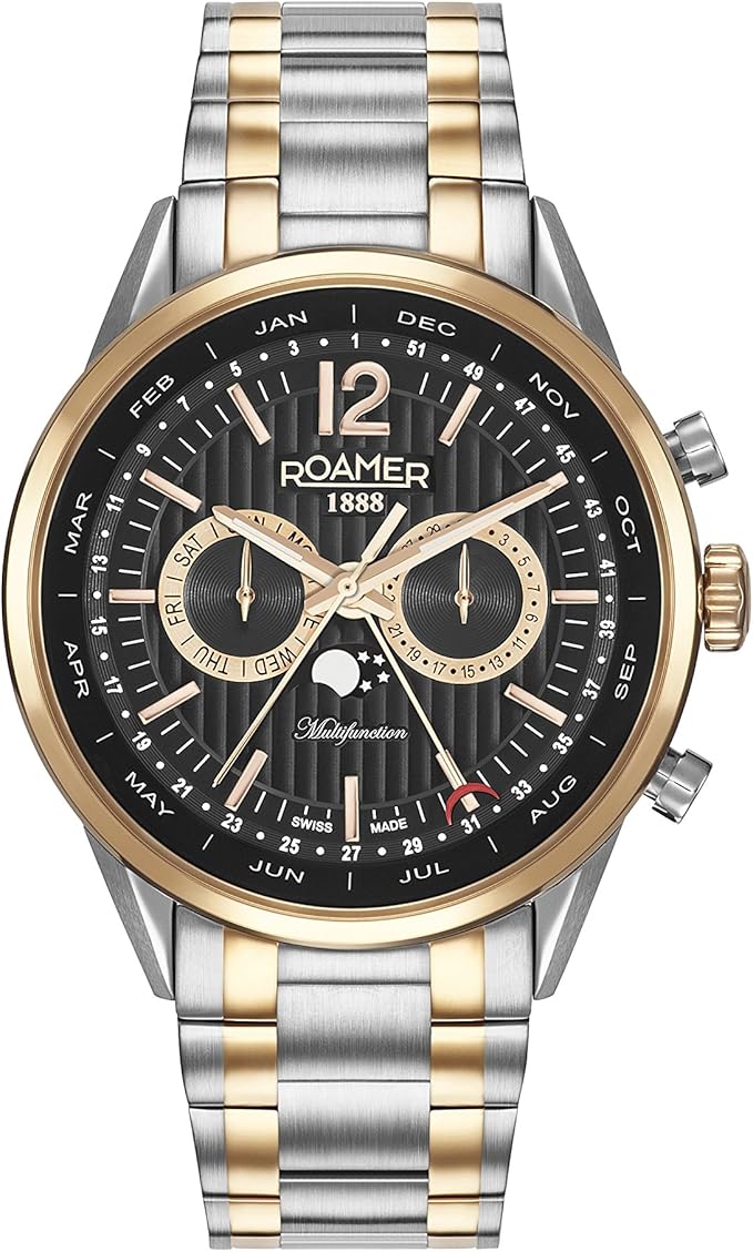 Roamer Men's Quartz Watch with Black Dial Analogue Display and Two Tone ...